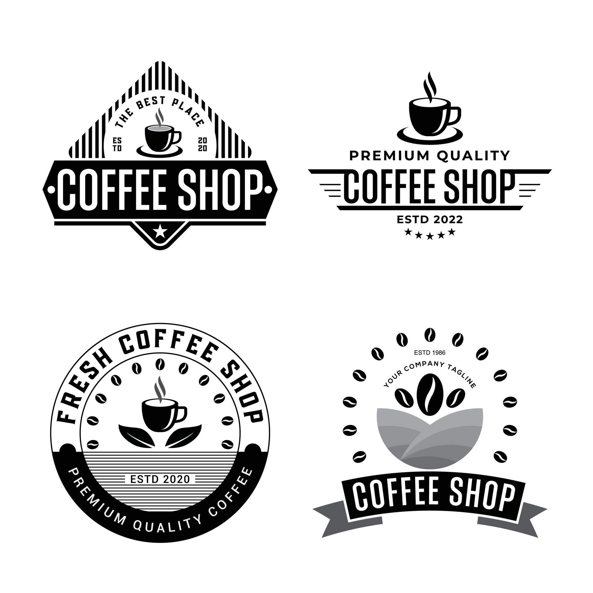 Coffee Logo Vector Illustration, Coffee Set Design. Vintage Retro ... Coffee Logo Vector Illustration, Coffee Set Design. Vintage Retro ...