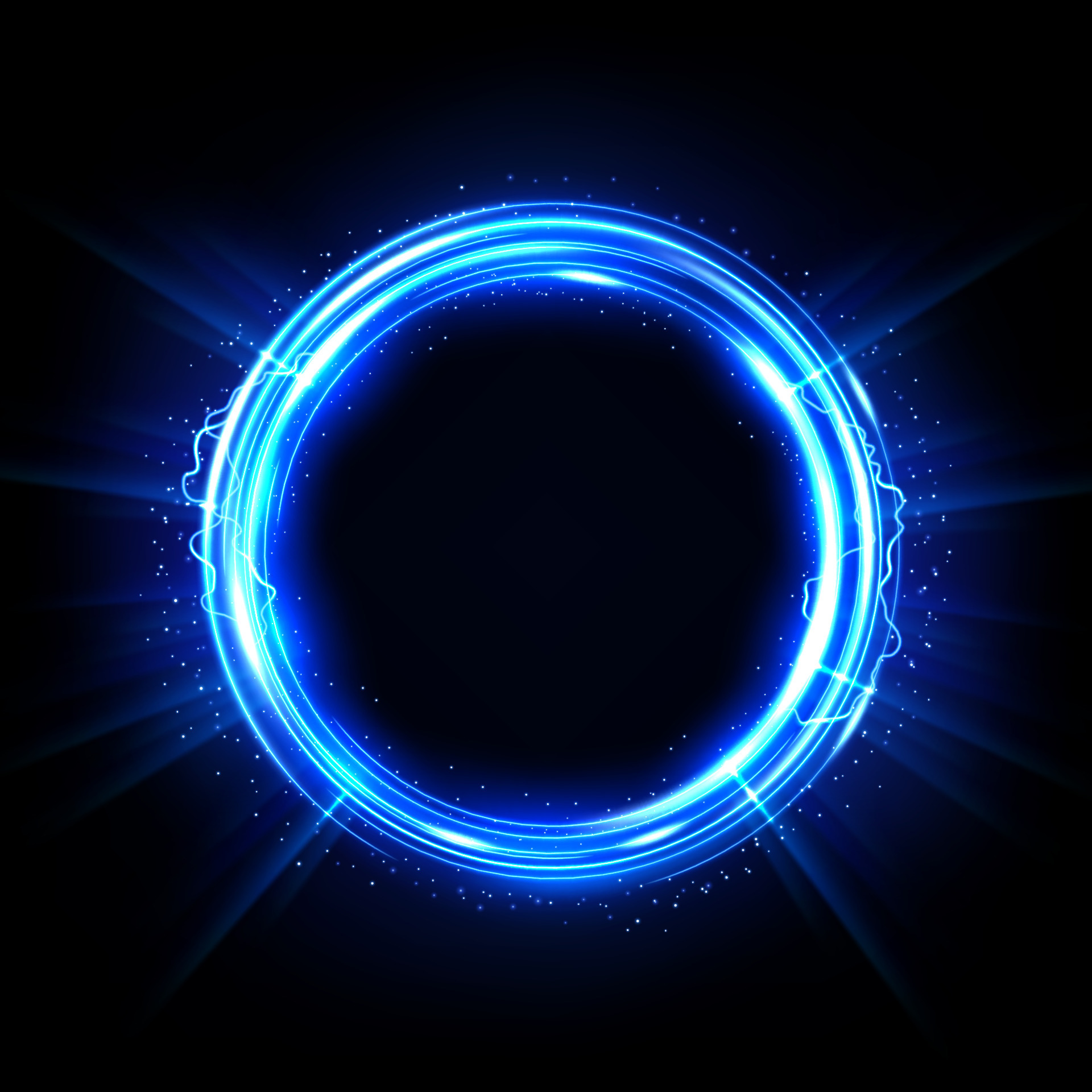 Blue Glowing Circle, Elegant Illuminated Light ring on Dark Background ... Blue Glowing Circle, Elegant Illuminated Light ring on Dark Background ...