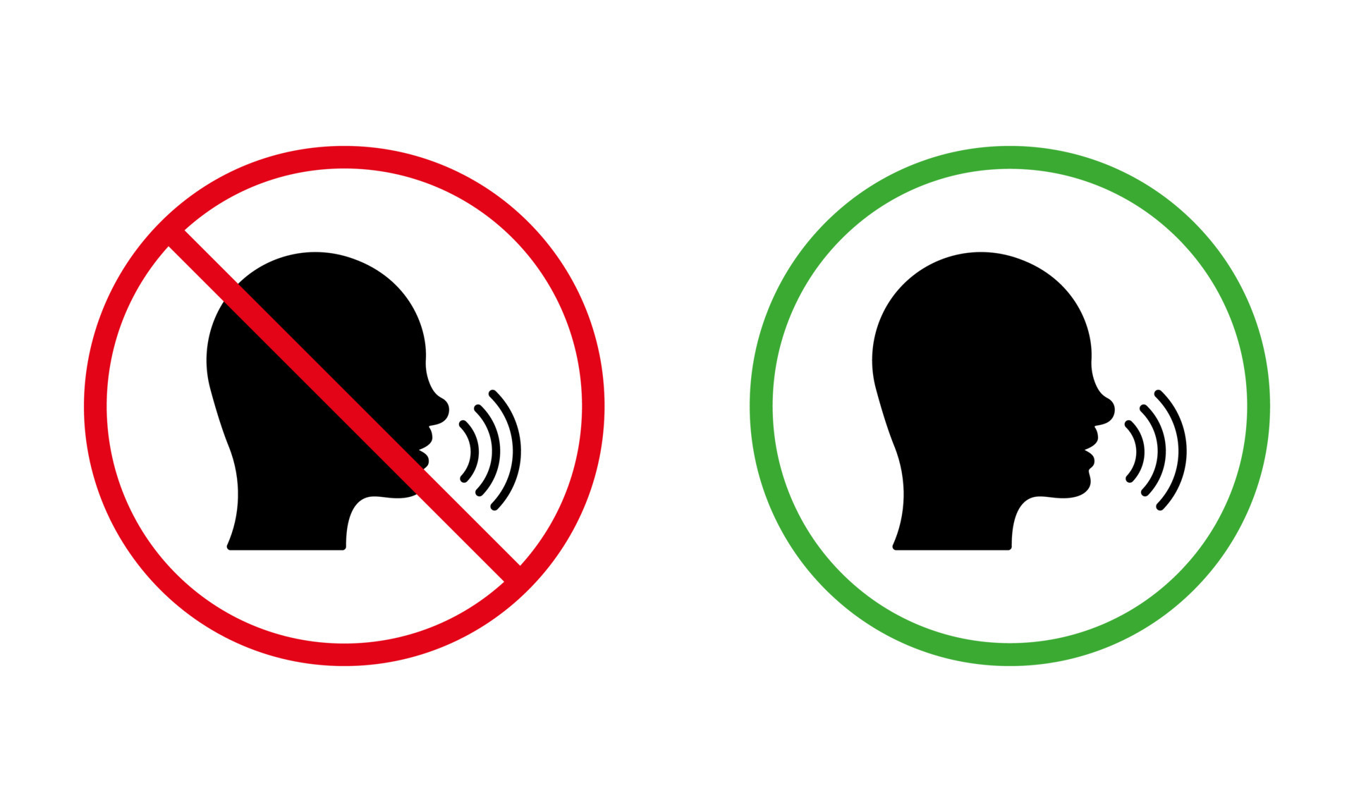 Man Talk Black Silhouette Icon Set. Forbidden Speak Zone Red Round Sign ...