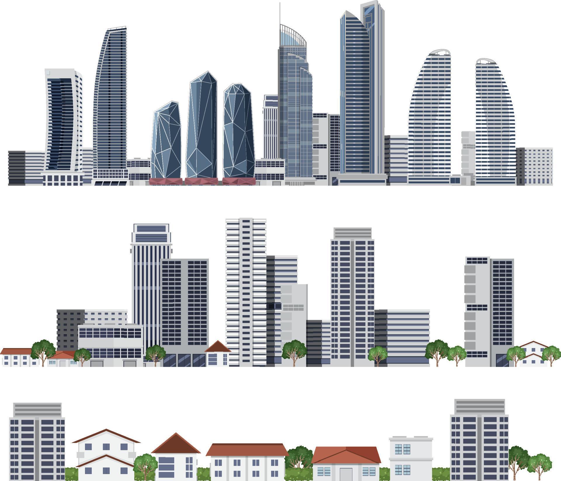 Set of building on white background 7637641 Vector Art at Vecteezy