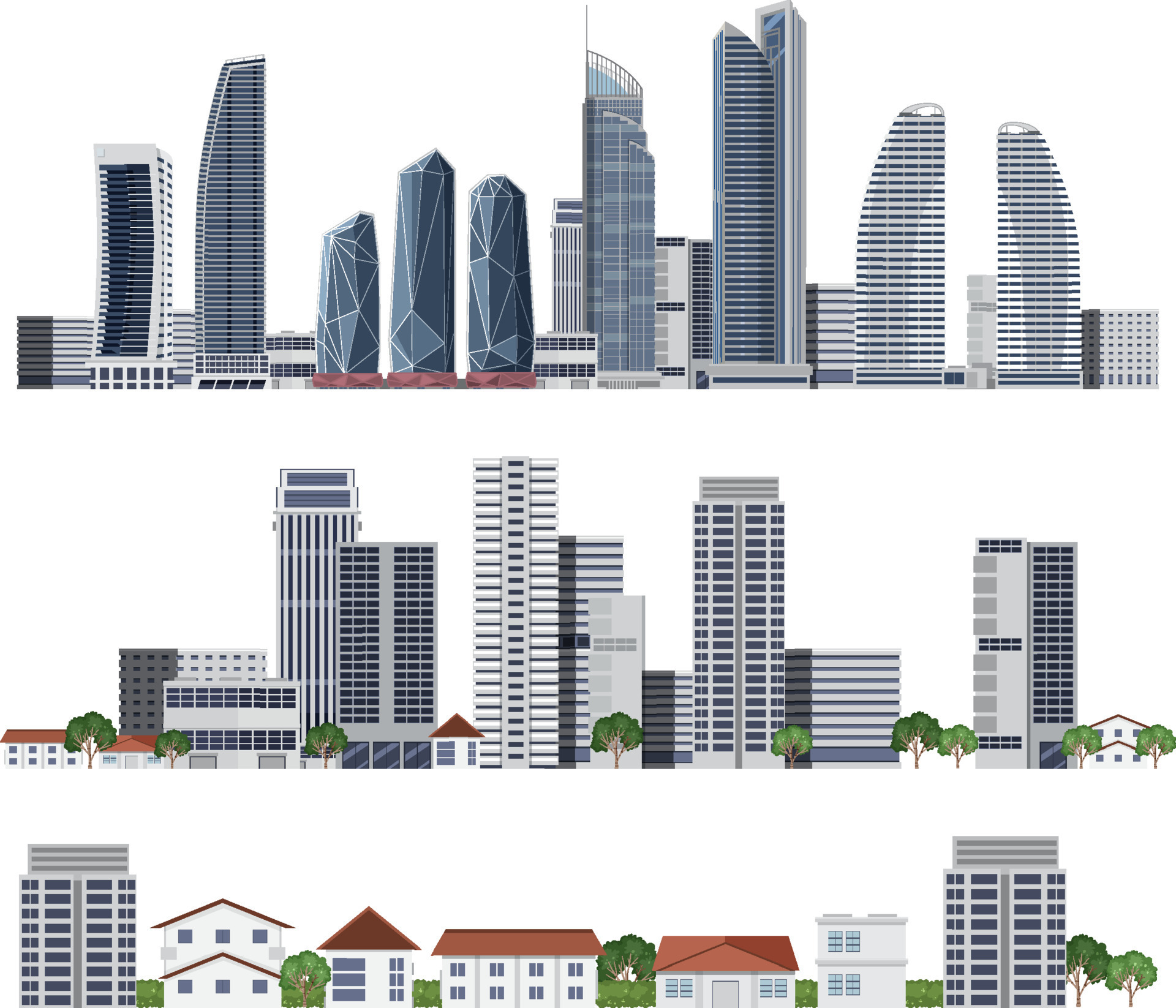 Set of building on white background 7637641 Vector Art at Vecteezy