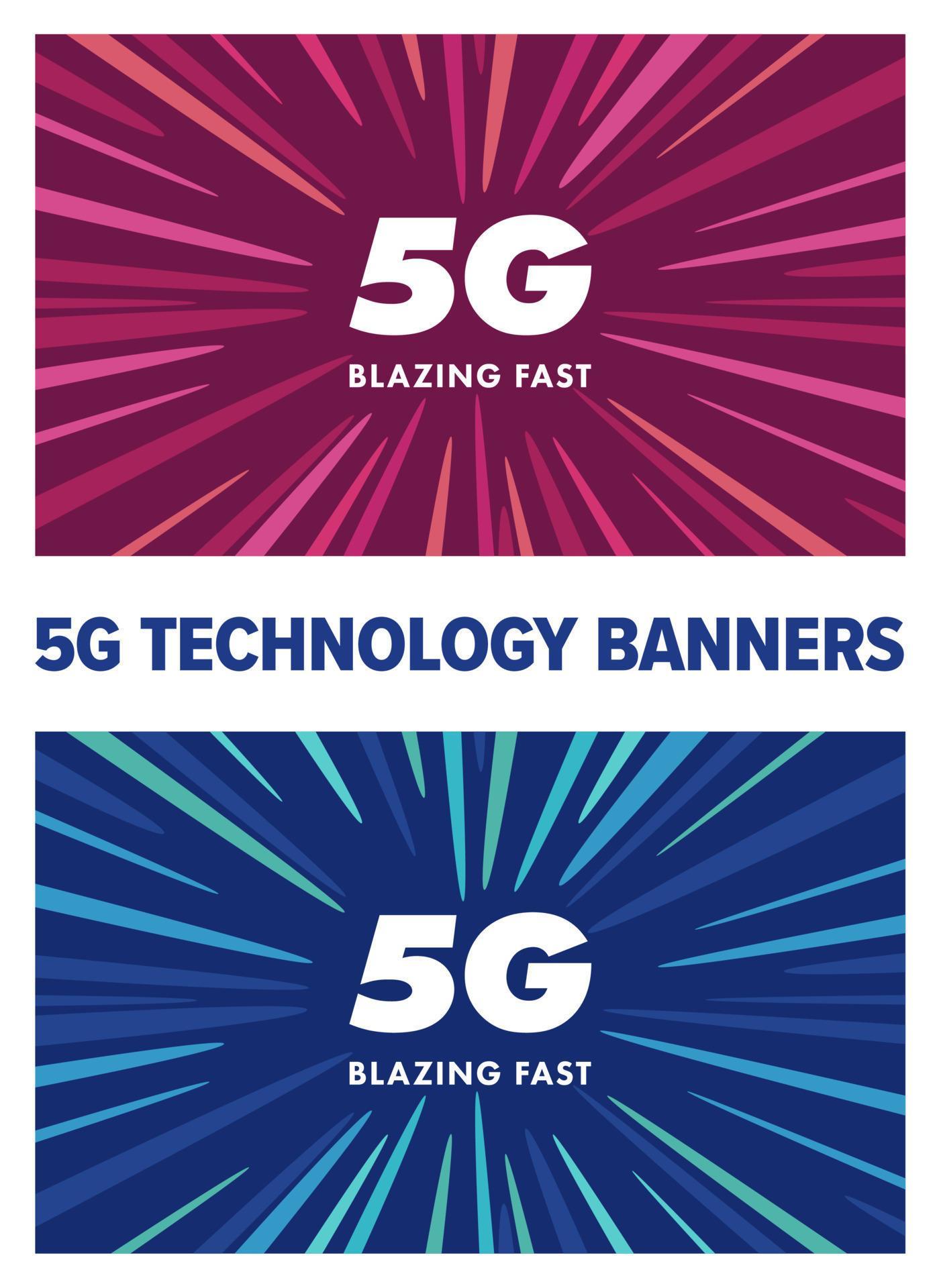 5G Blazing Fast Technology Banners. Modern 5th Generation High Speed Mobile Networks, Vector ...
