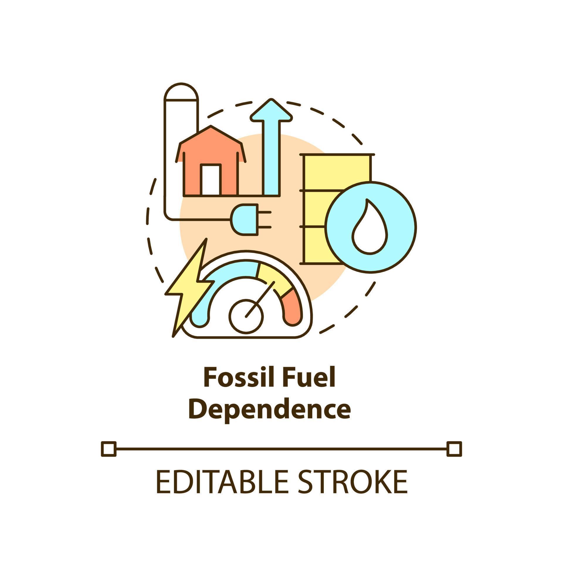 Fossil fuel dependence concept icon. Agriculture and farming. Risks to food security abstract ...