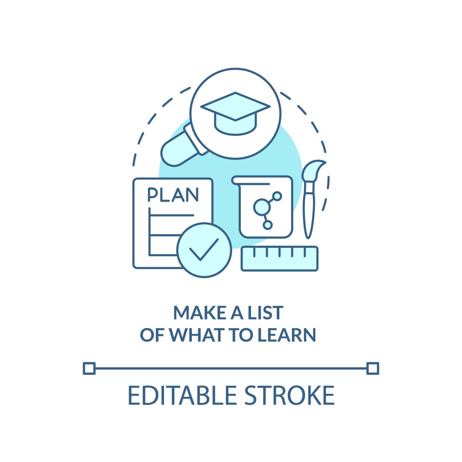 Make List Of What To Learn Turquoise Concept Icon Adopting Lifelong Learning Abstract Idea Thin