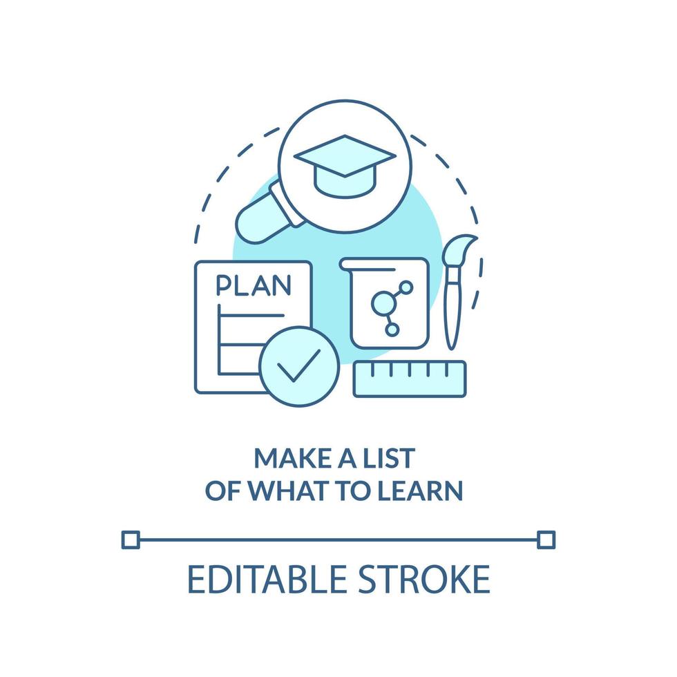 Make List Of What To Learn Turquoise Concept Icon Adopting Lifelong Learning Abstract Idea Thin