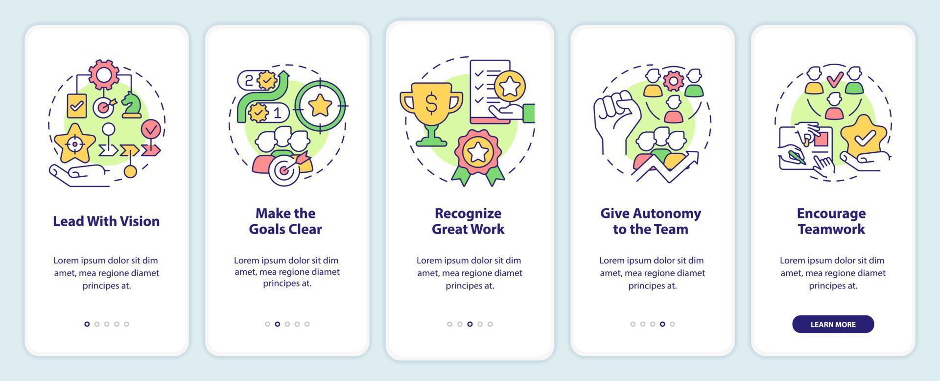Improving Employee Motivation Onboarding Mobile App Screen Clear Goals Walkthrough 5 Steps