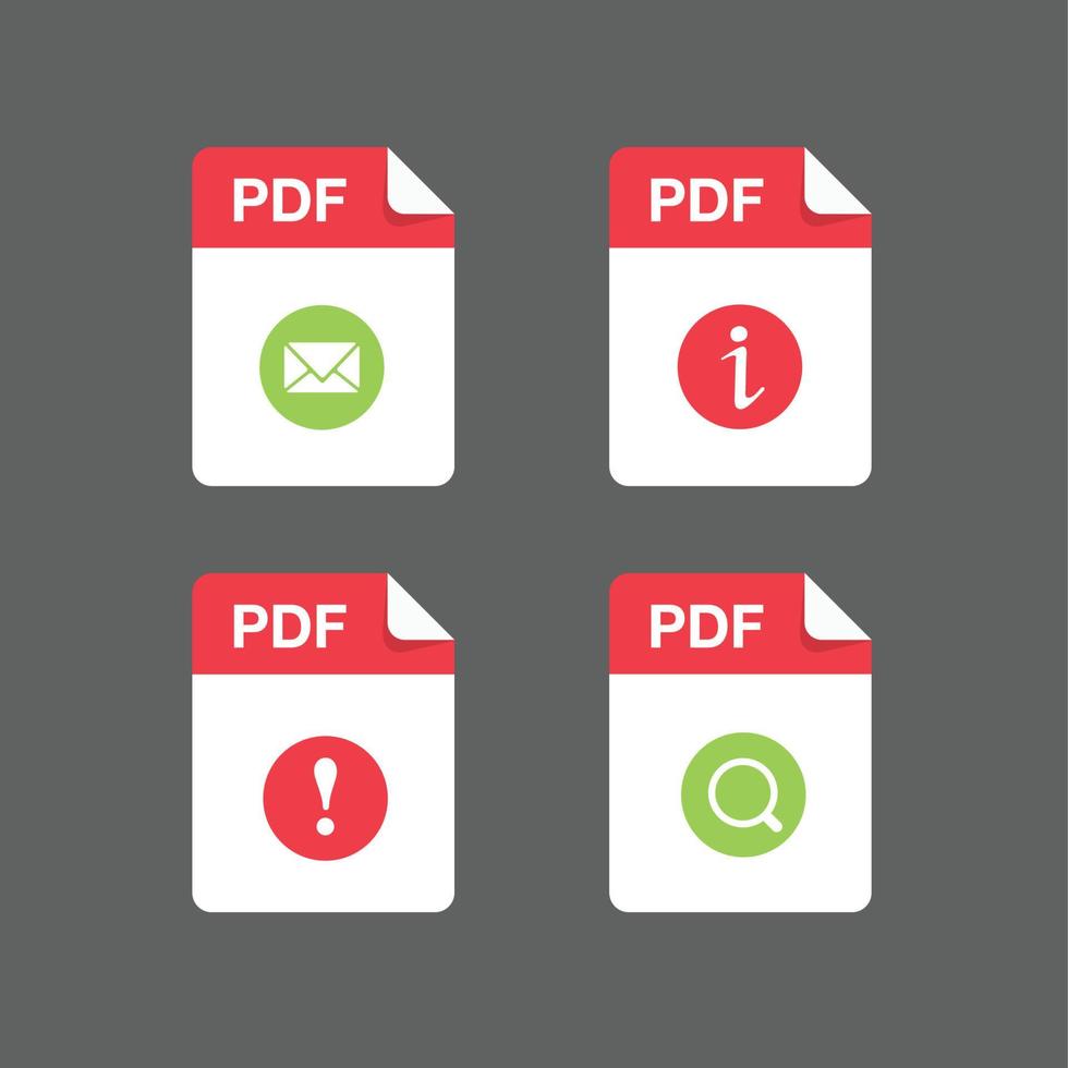 Flat design with PDF files icon set document,icon,symbol set, vector ...