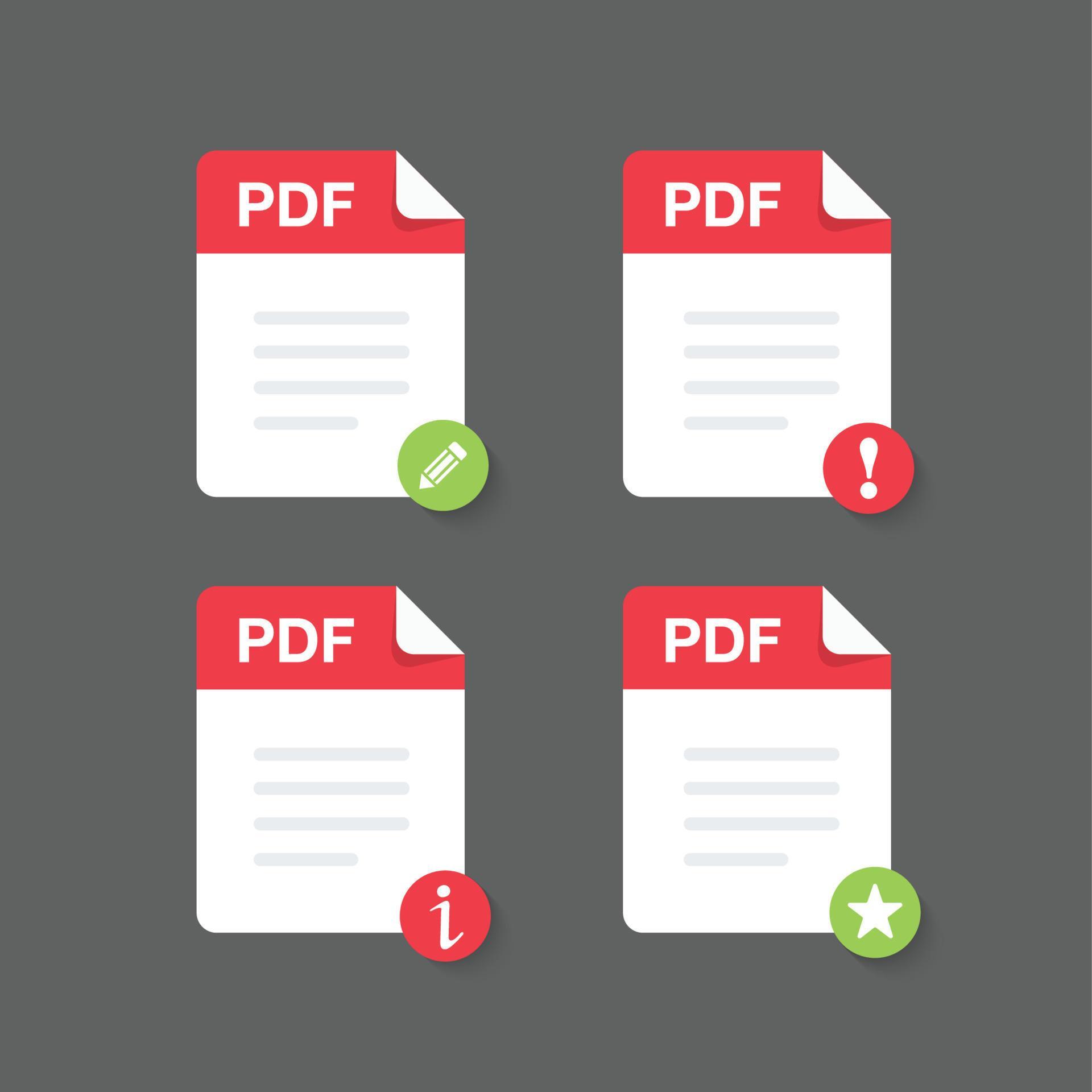 Flat design with PDF files icon set document,icon,symbol set, vector ...