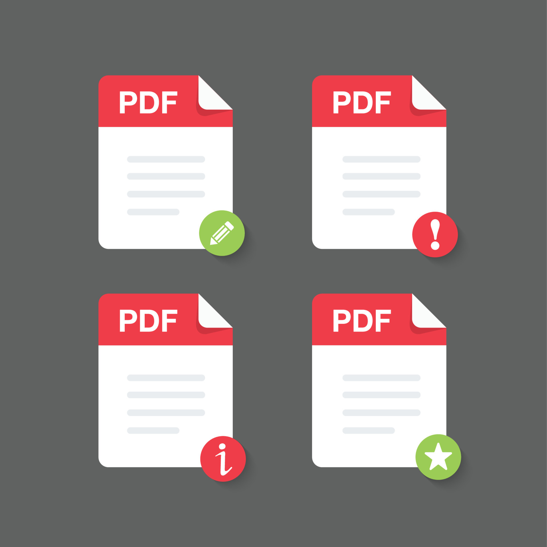Flat design with PDF files icon set document,icon,symbol set, vector ...