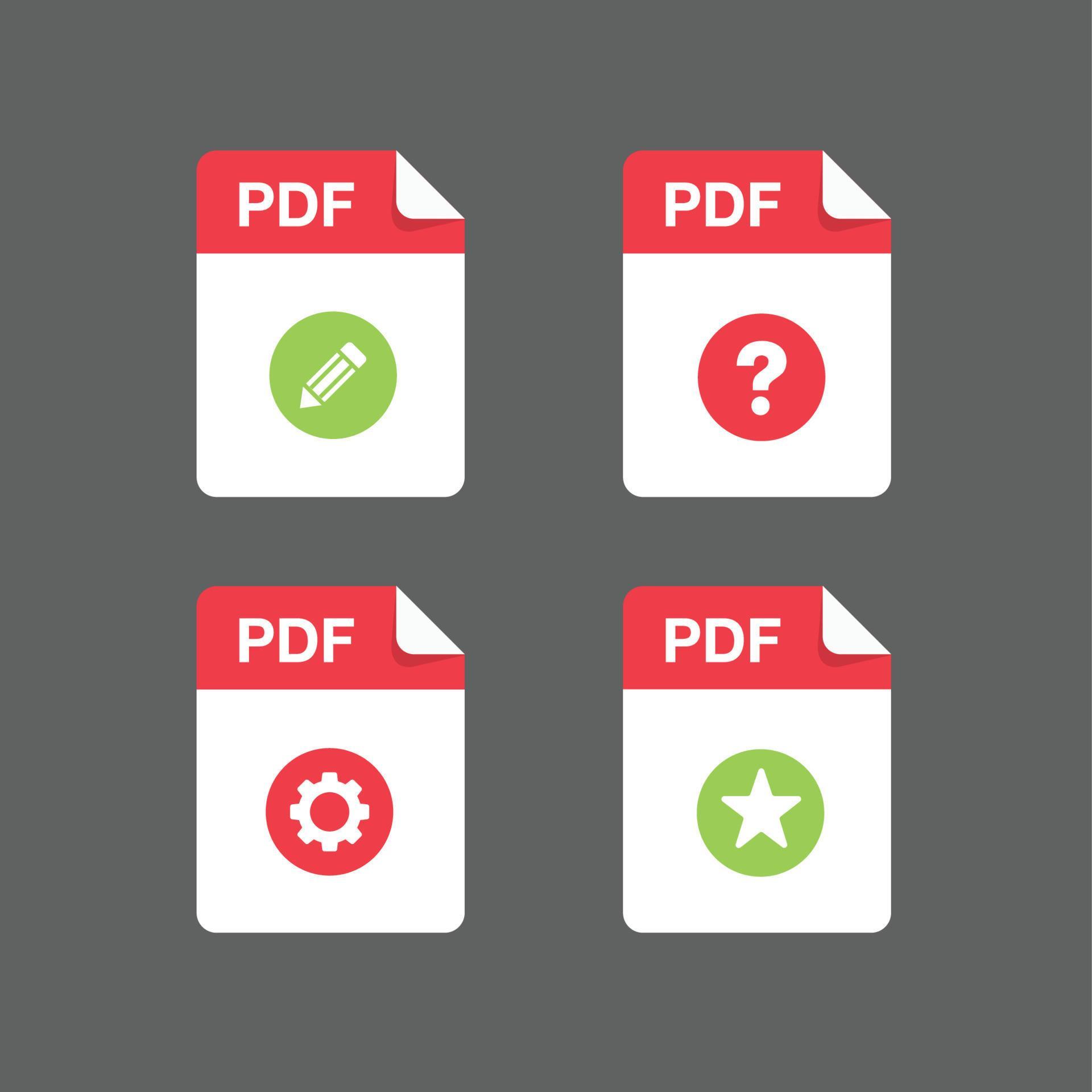 Flat design with PDF files icon set document,icon,symbol set, vector ...