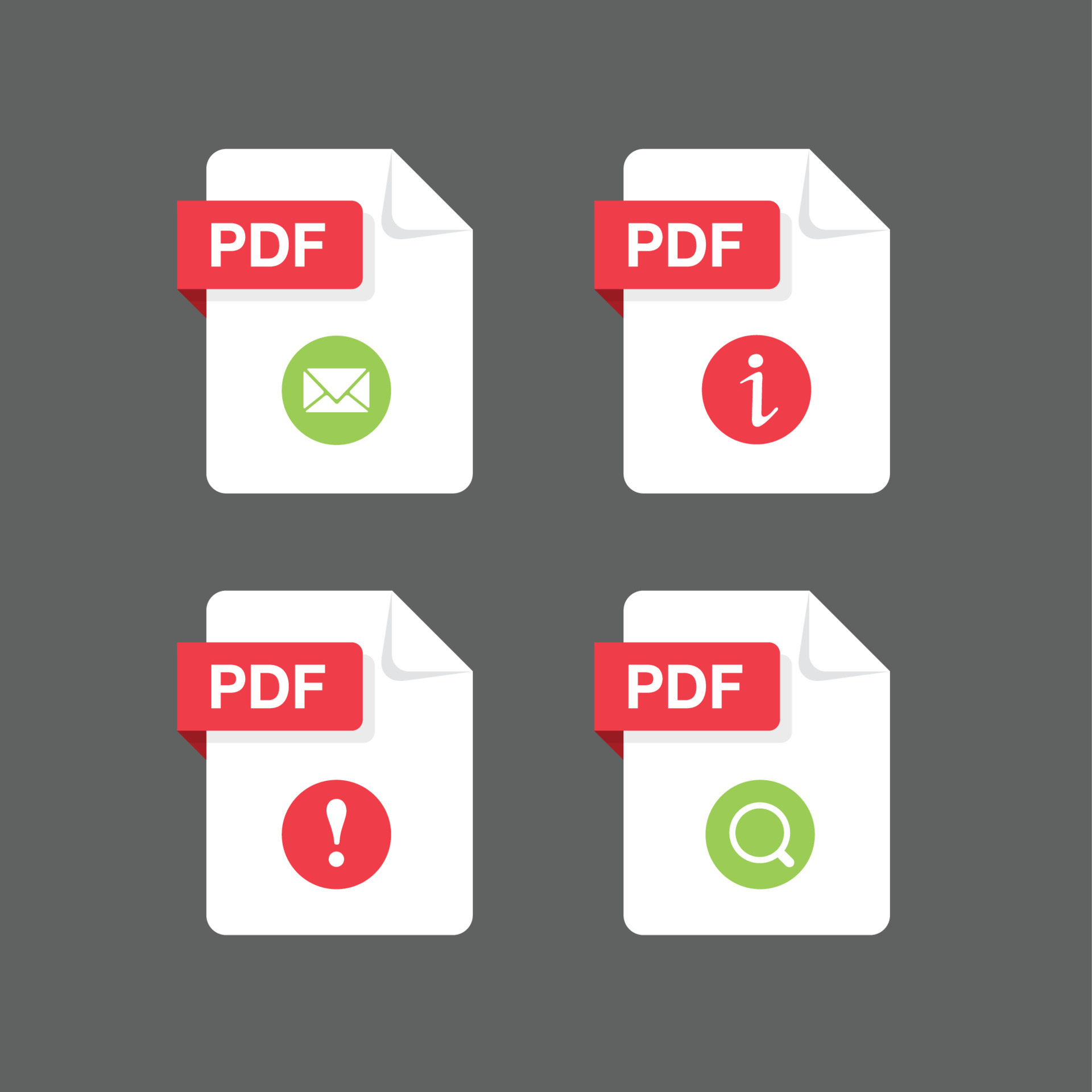 Flat design with PDF files icon set document,icon,symbol set, vector ...
