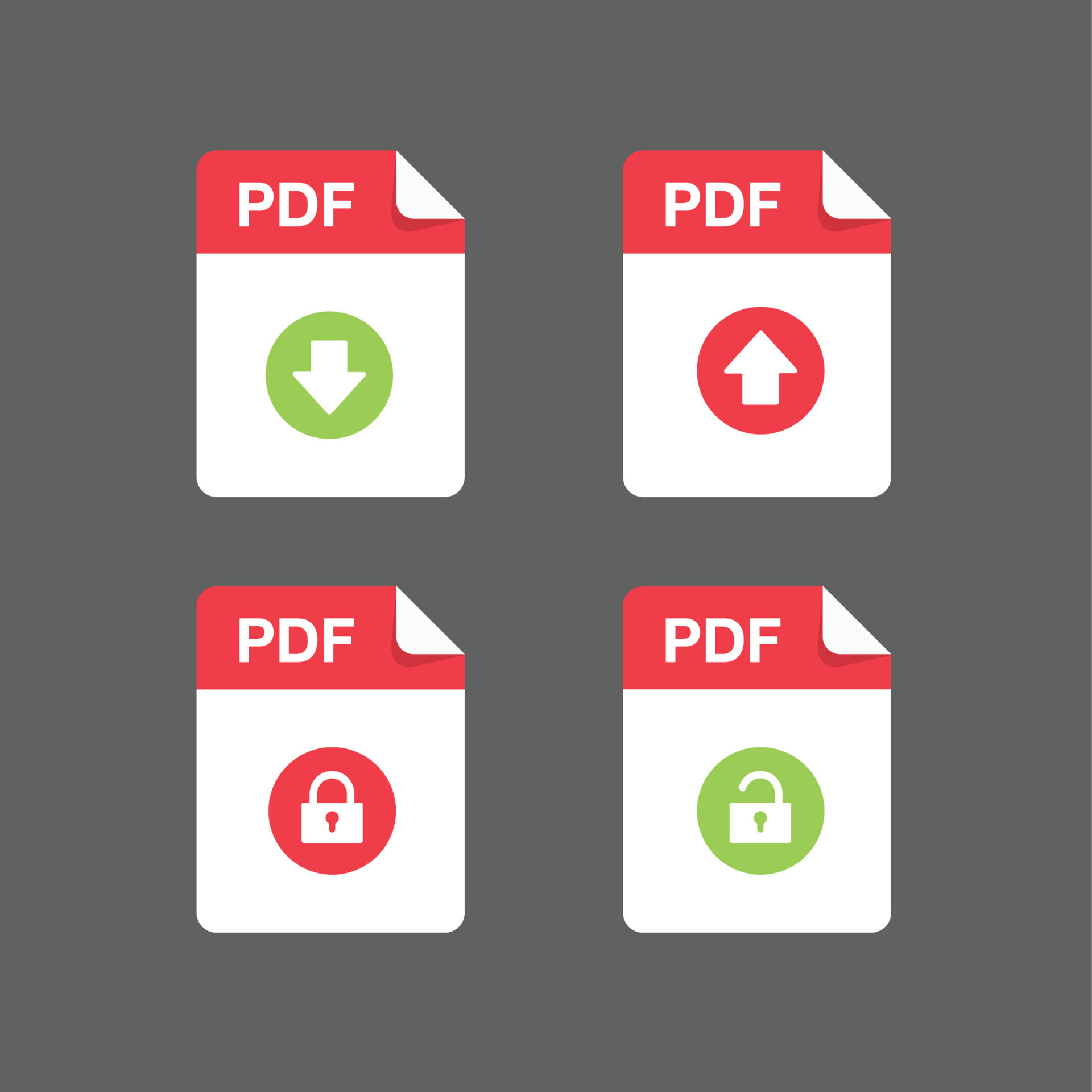 Flat design with PDF files icon set document,icon,symbol set, vector design element illustration ...