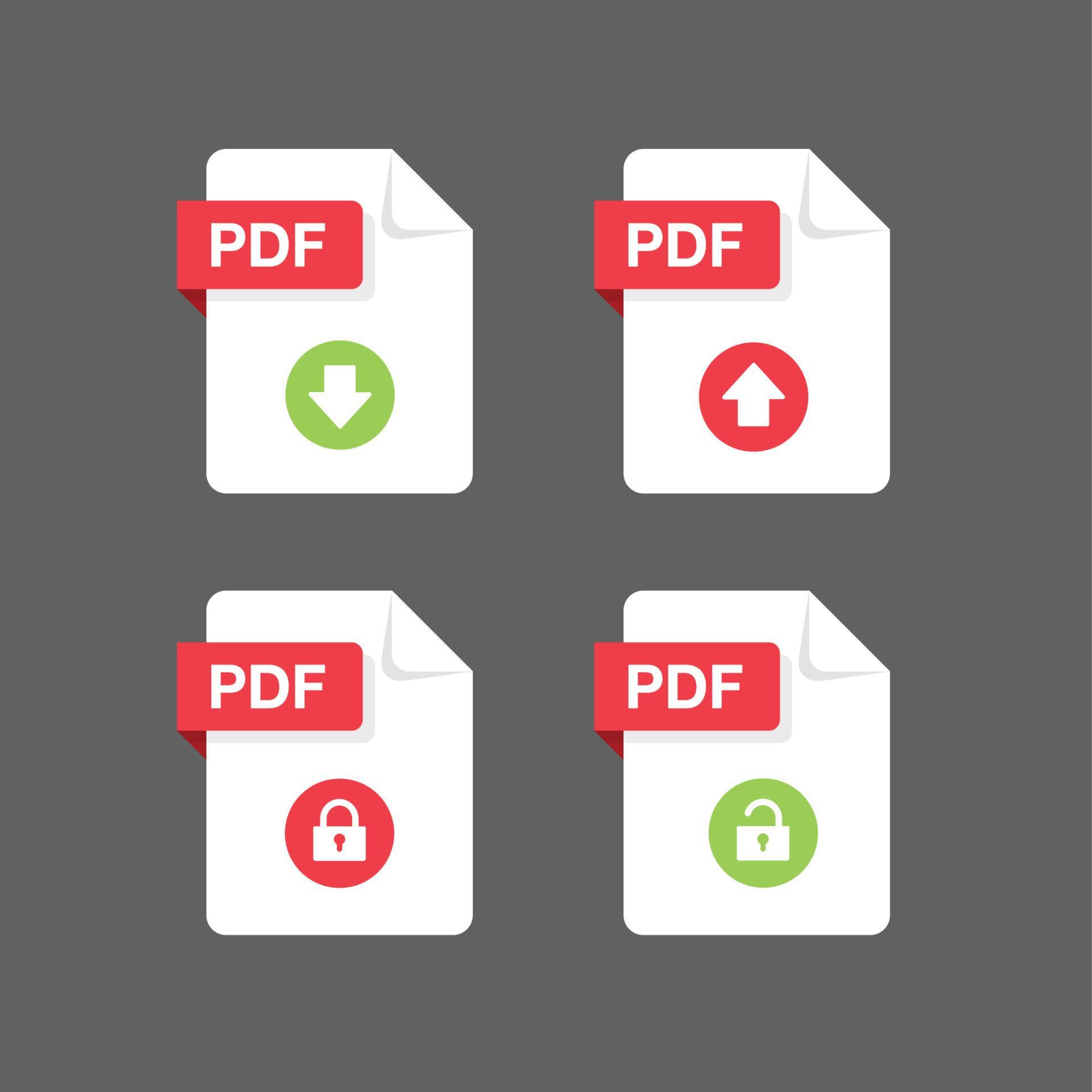 Flat design with PDF files icon set document,icon,symbol set, vector design element illustration ...