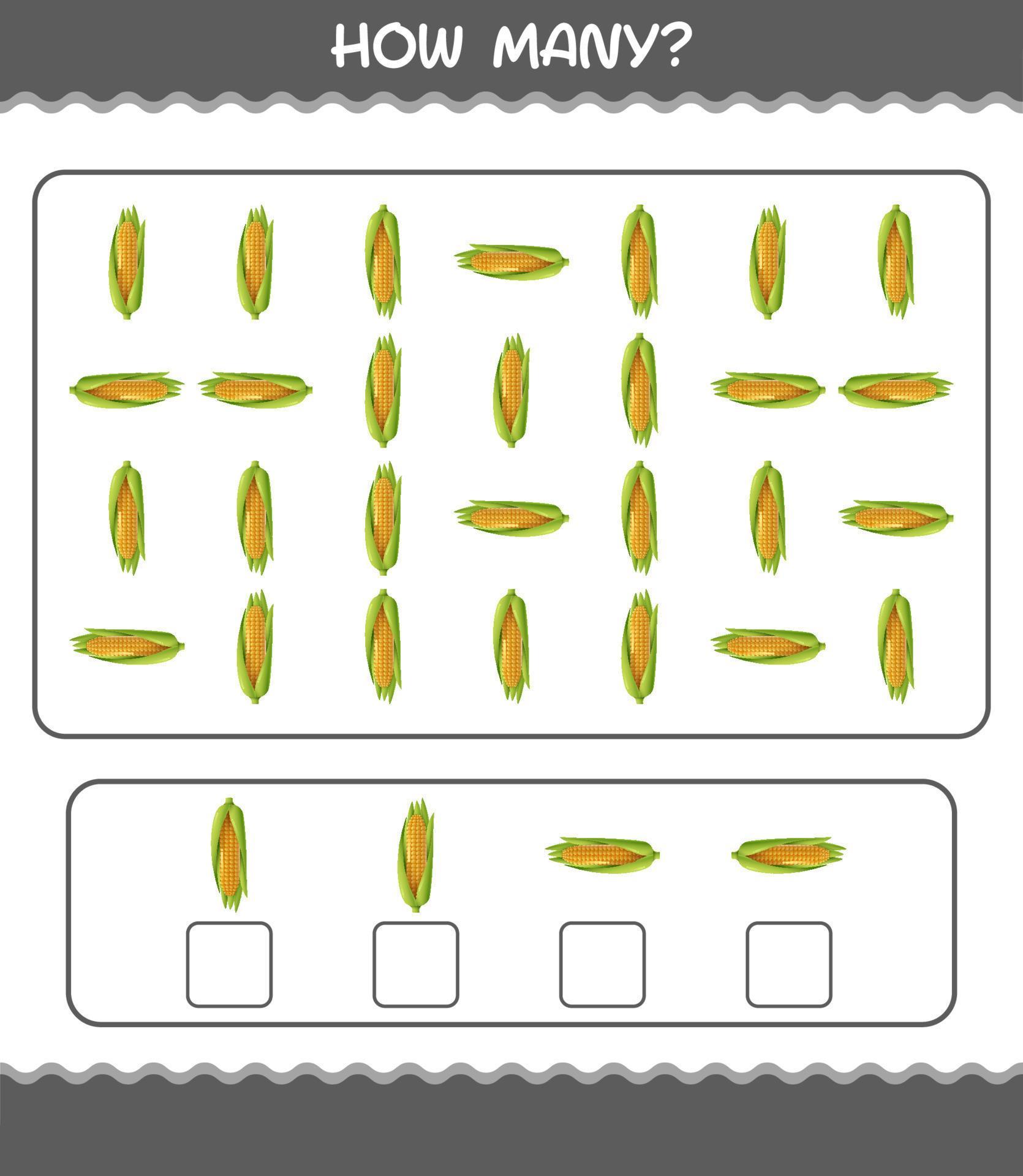 How many cartoon corn. Counting game. Educational game for pre shool ...