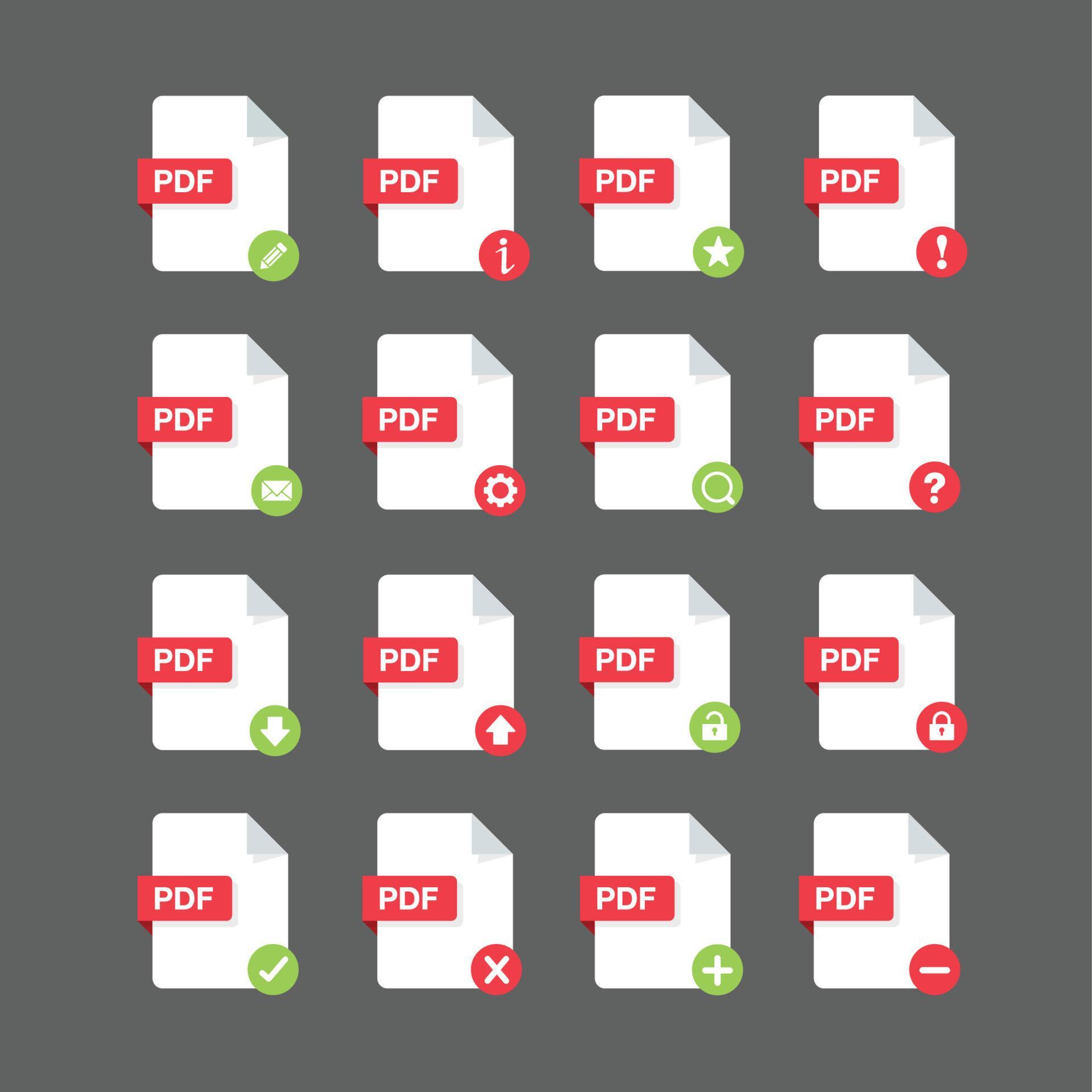 PDF files icon set , vector design element illustration 7651688 Vector ...