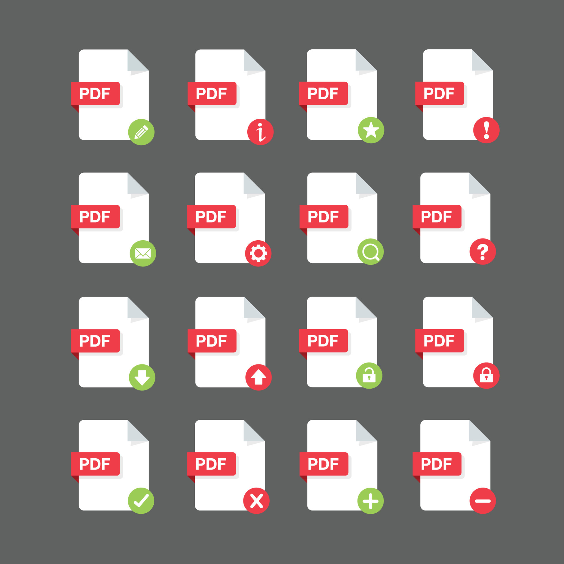 PDF files icon set , vector design element illustration 7651688 Vector ...