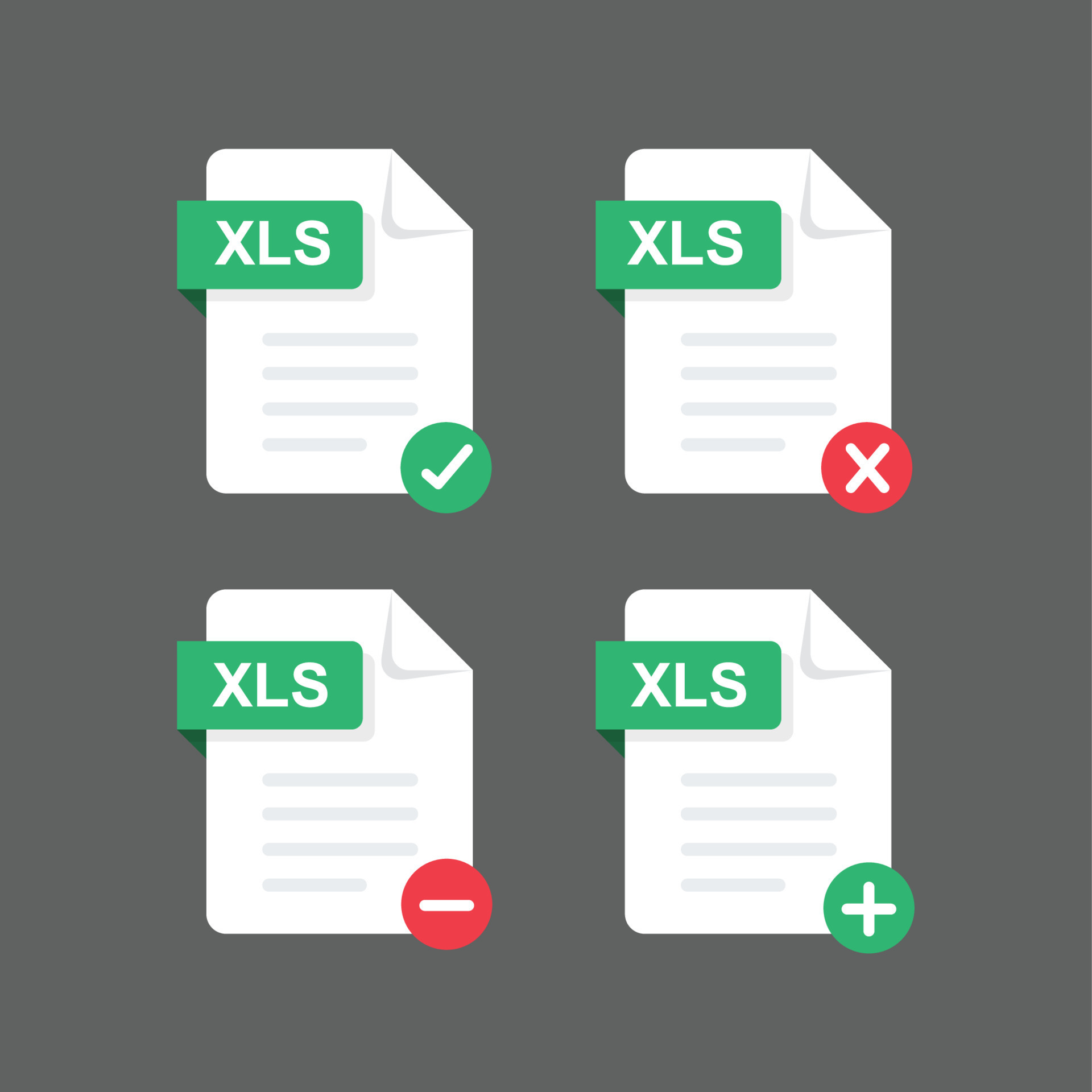 Flat design with XLS files icon set ,symbol set, vector design element ...