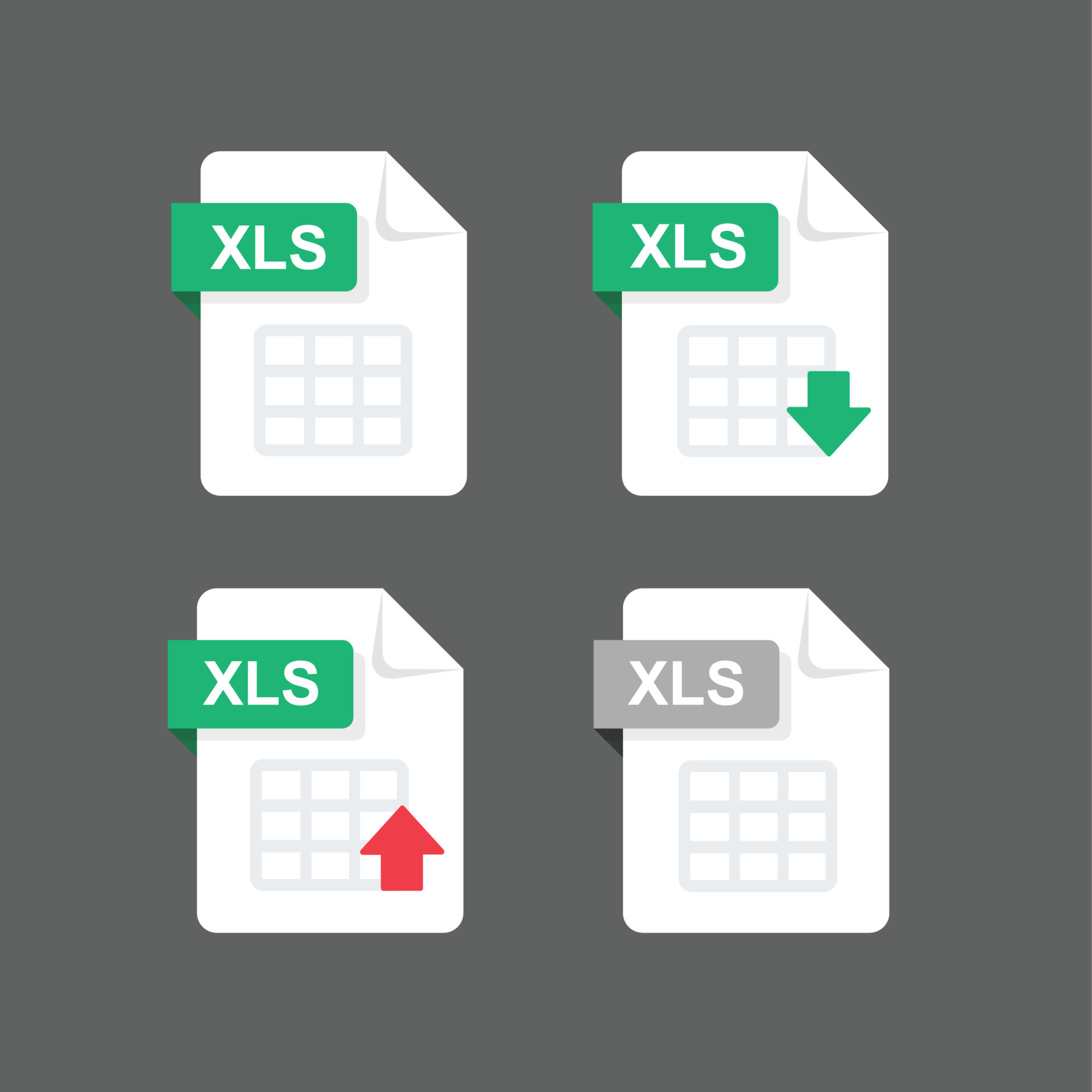 Flat design with XLS files icon set ,symbol set, vector design element ...
