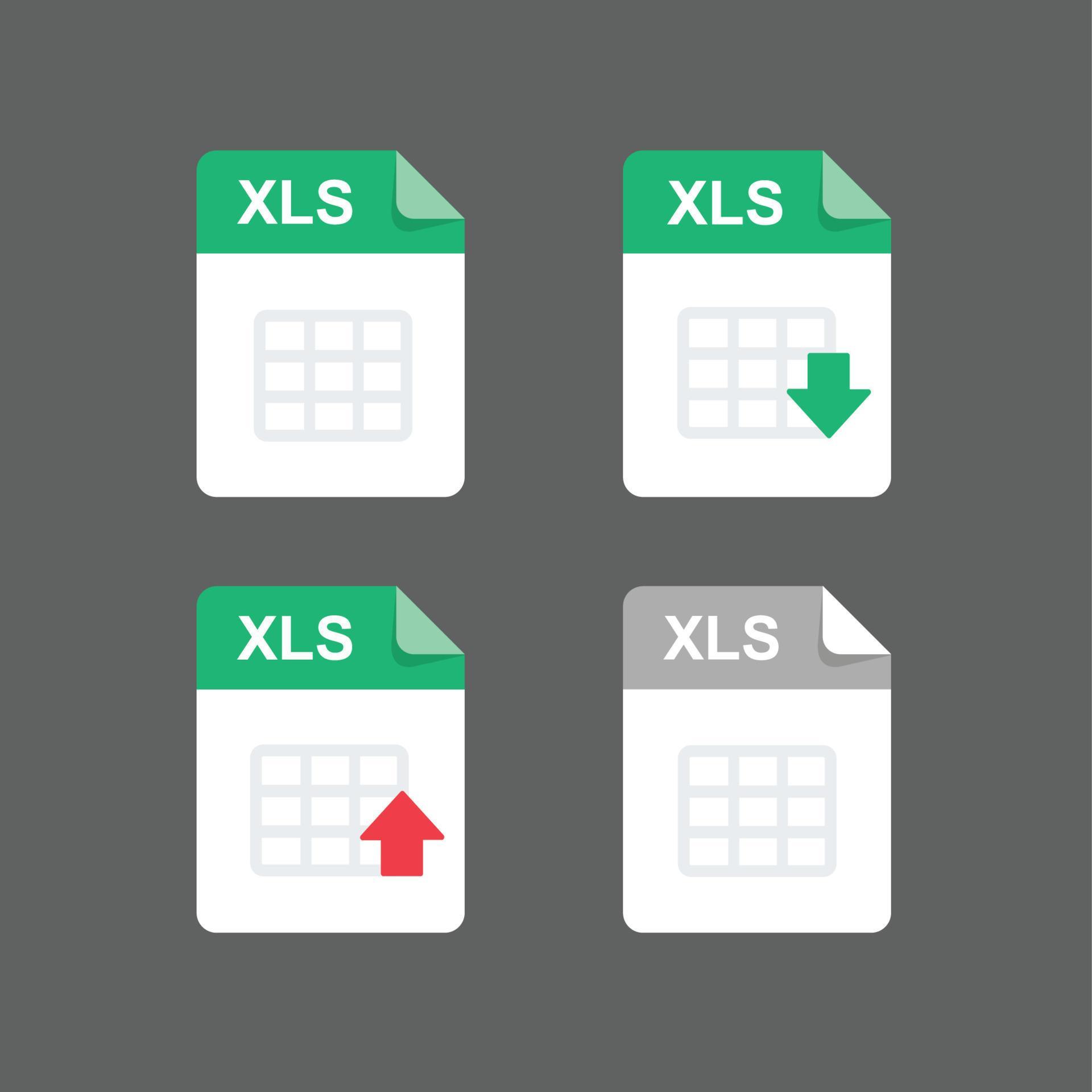 Flat design with XLS files icon set ,symbol set, vector design element ...