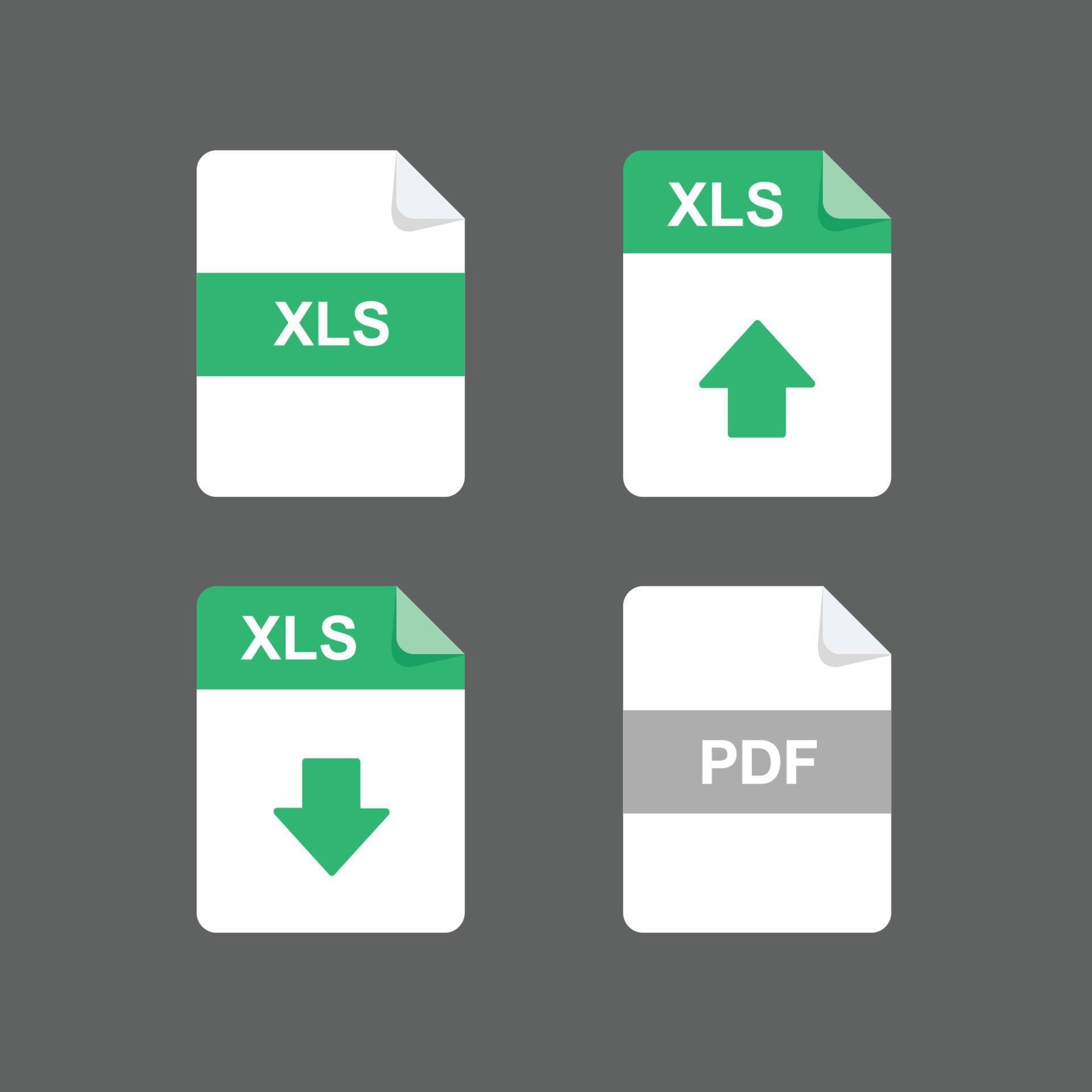 Flat design with XLS files icon set ,symbol set, vector design element ...