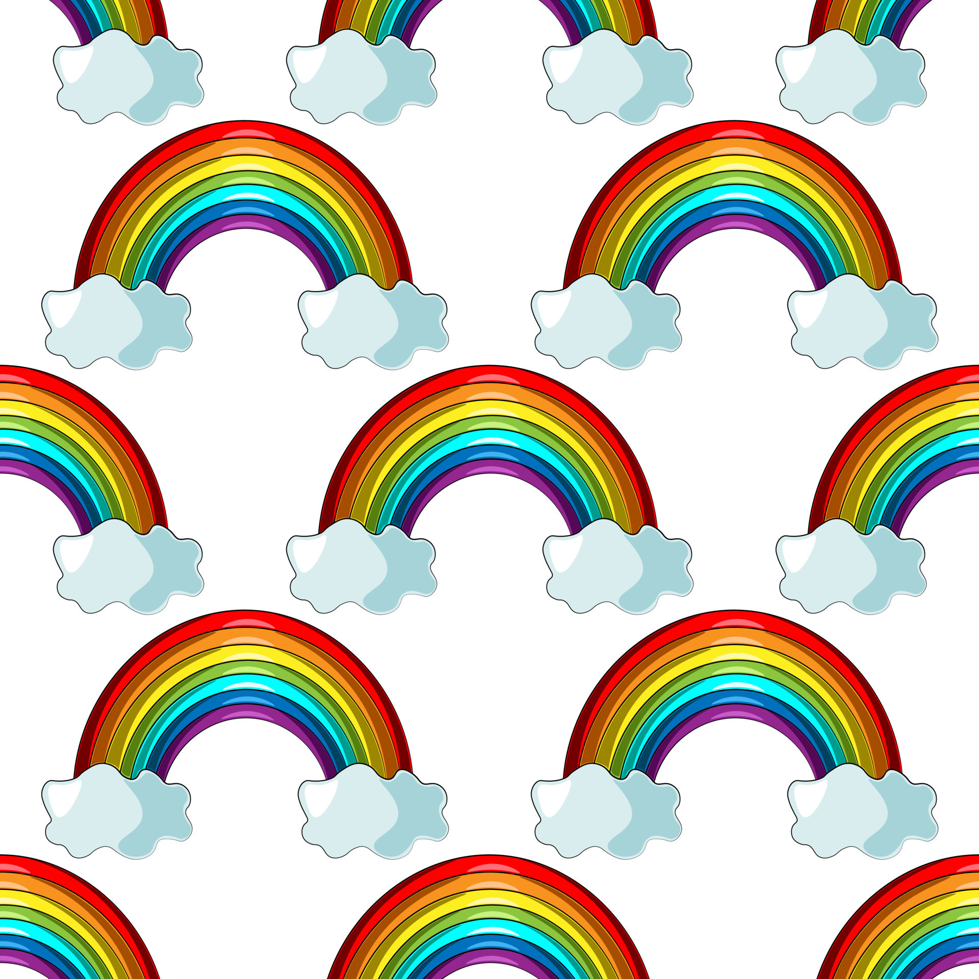 Seamless vector pattern with cloud and rainbow 7652006 Vector Art at ...