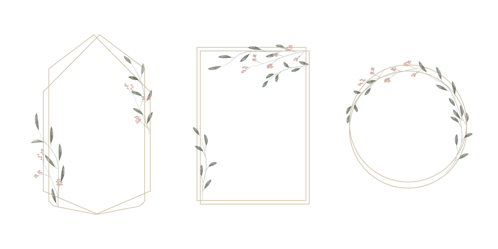 Set Of Frames In Minimalistic Rustic And Watercolor Style Geometric Borders With Watercolor