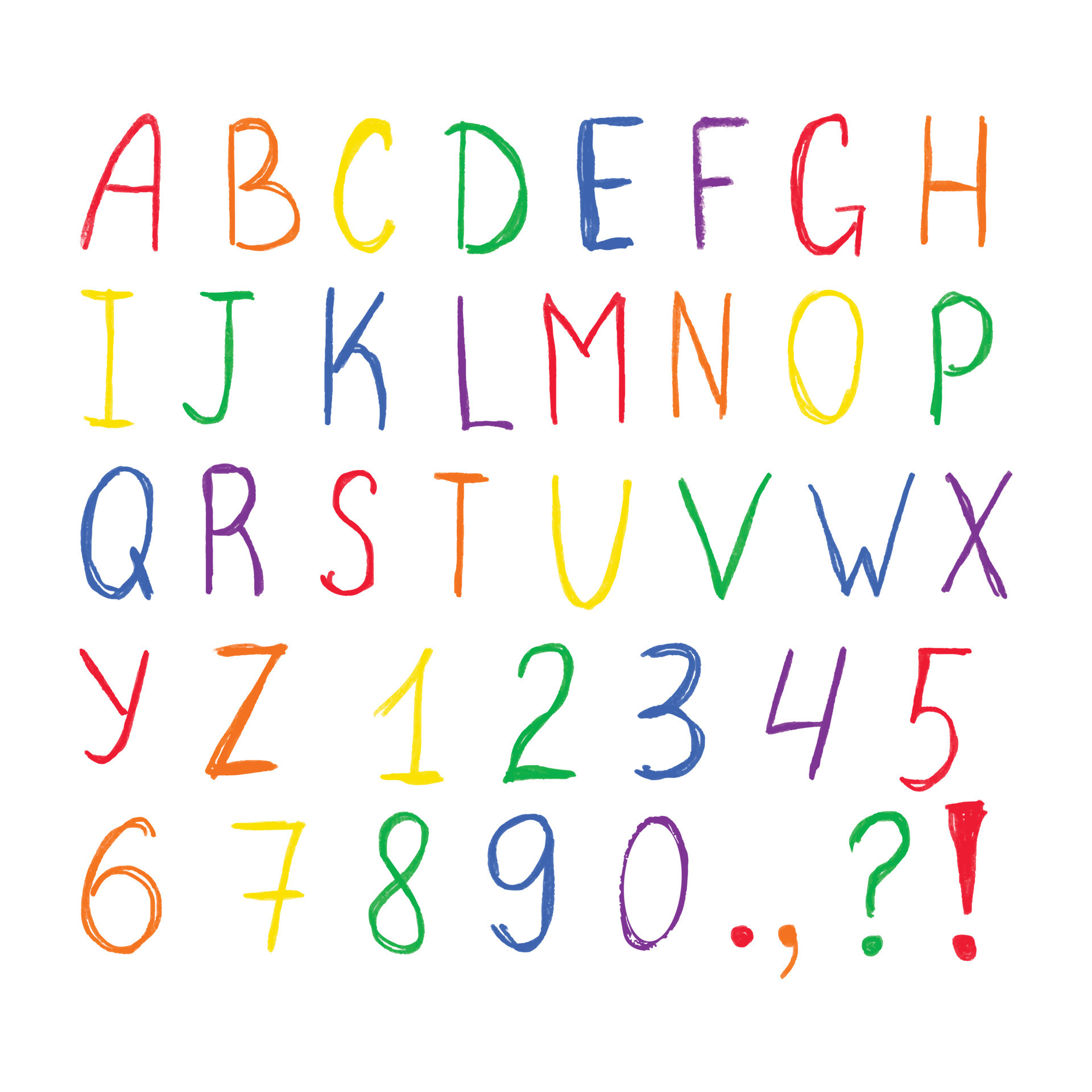Crayon, color pencil alphabet font. Bright rainbow colored alphabet ... Crayon, color pencil alphabet font. Bright rainbow colored alphabet ...