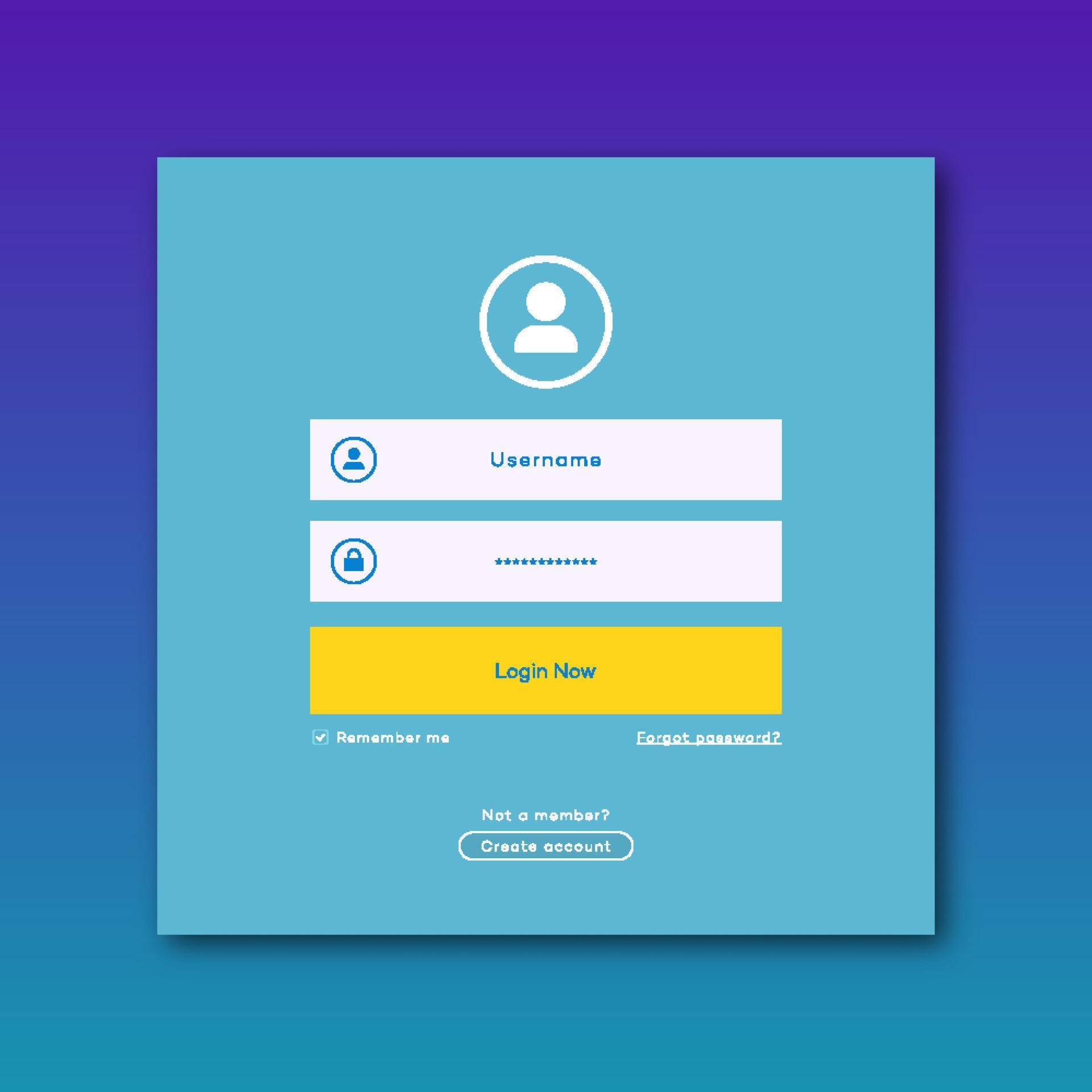Vector login form page template on gradient trendy style background ...