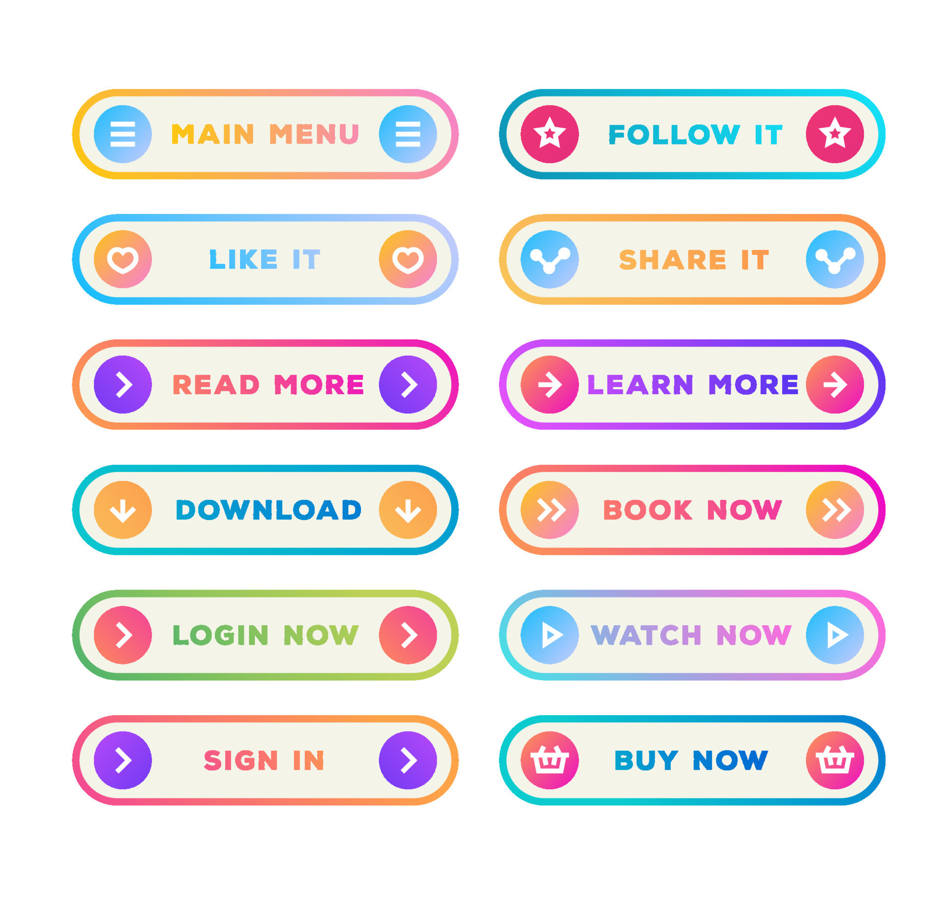 Button set line style with user interface icon 7654923 Vector Art at ...