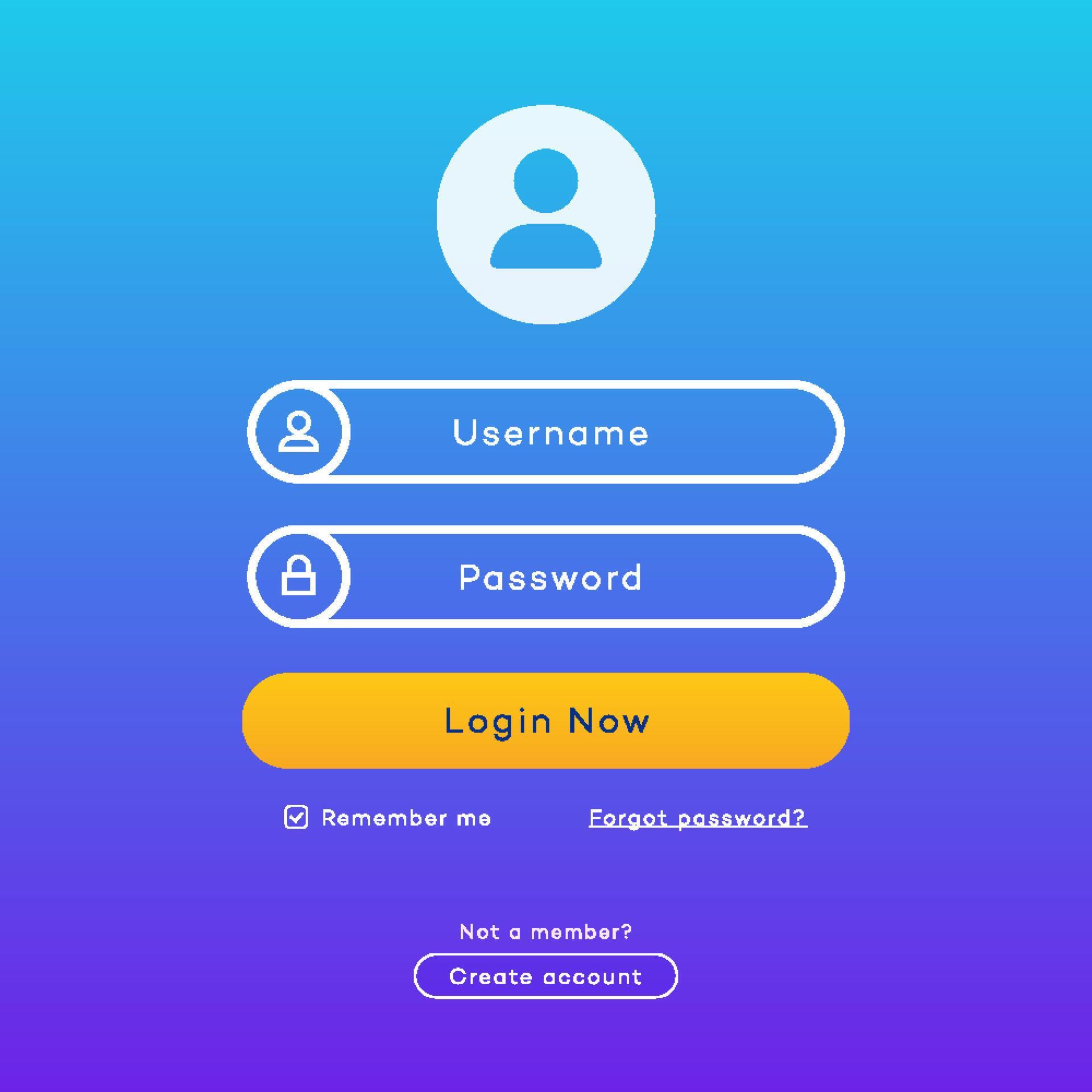 Login form page template on gradient trendy style background 7655476 ...