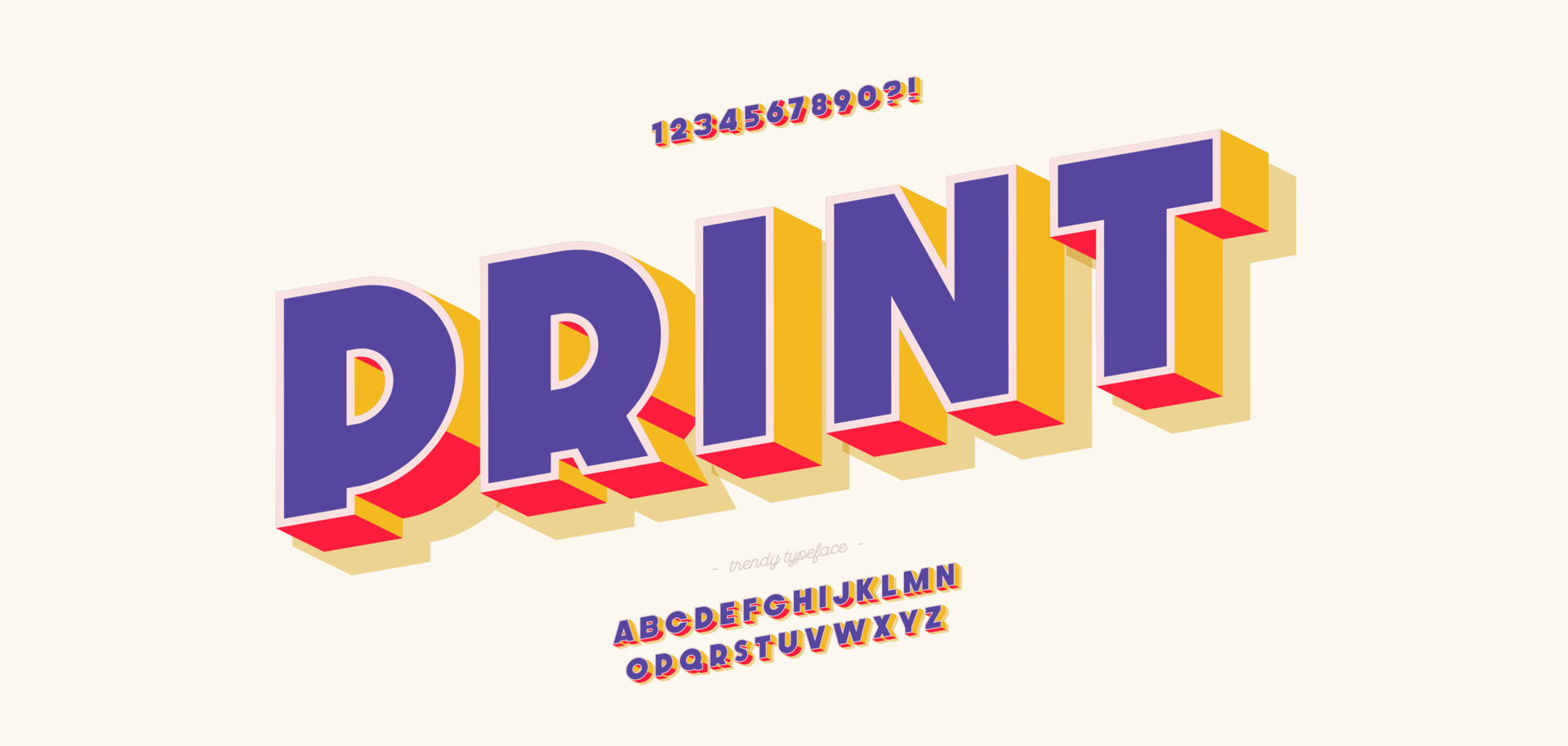 Vector Font 3d Bold Color Style Modern Typography 7656387 Vector Art At