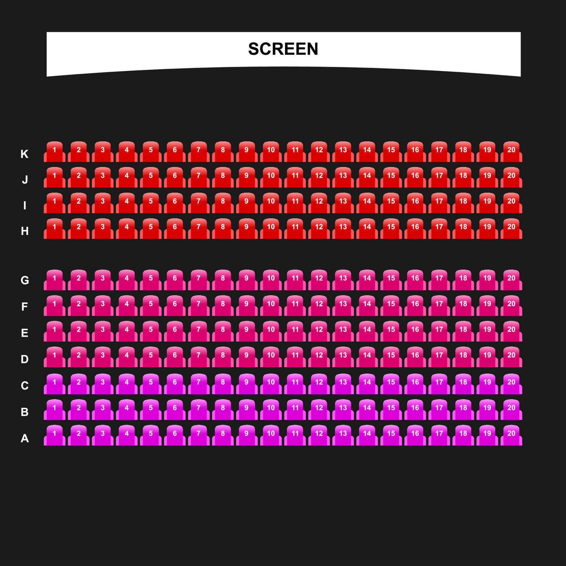 Movie seats booking interface 7659789 Vector Art at Vecteezy