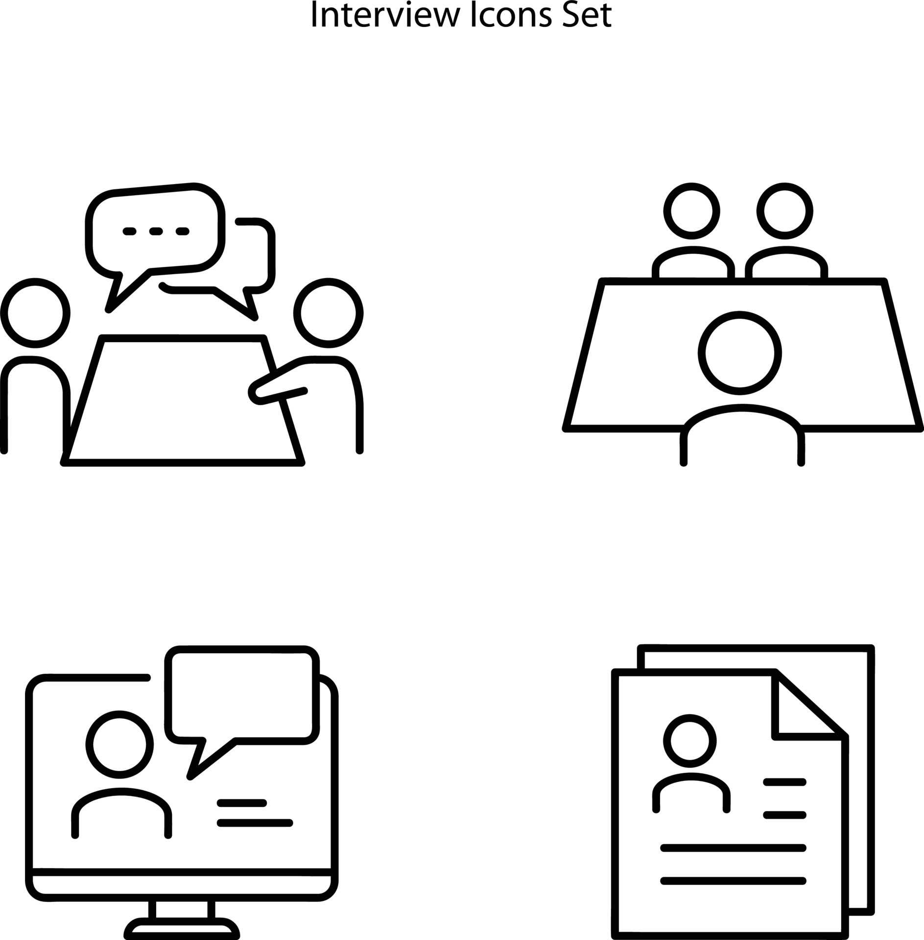interview icons set isolated on white background. interview icon thin line outline linear ...
