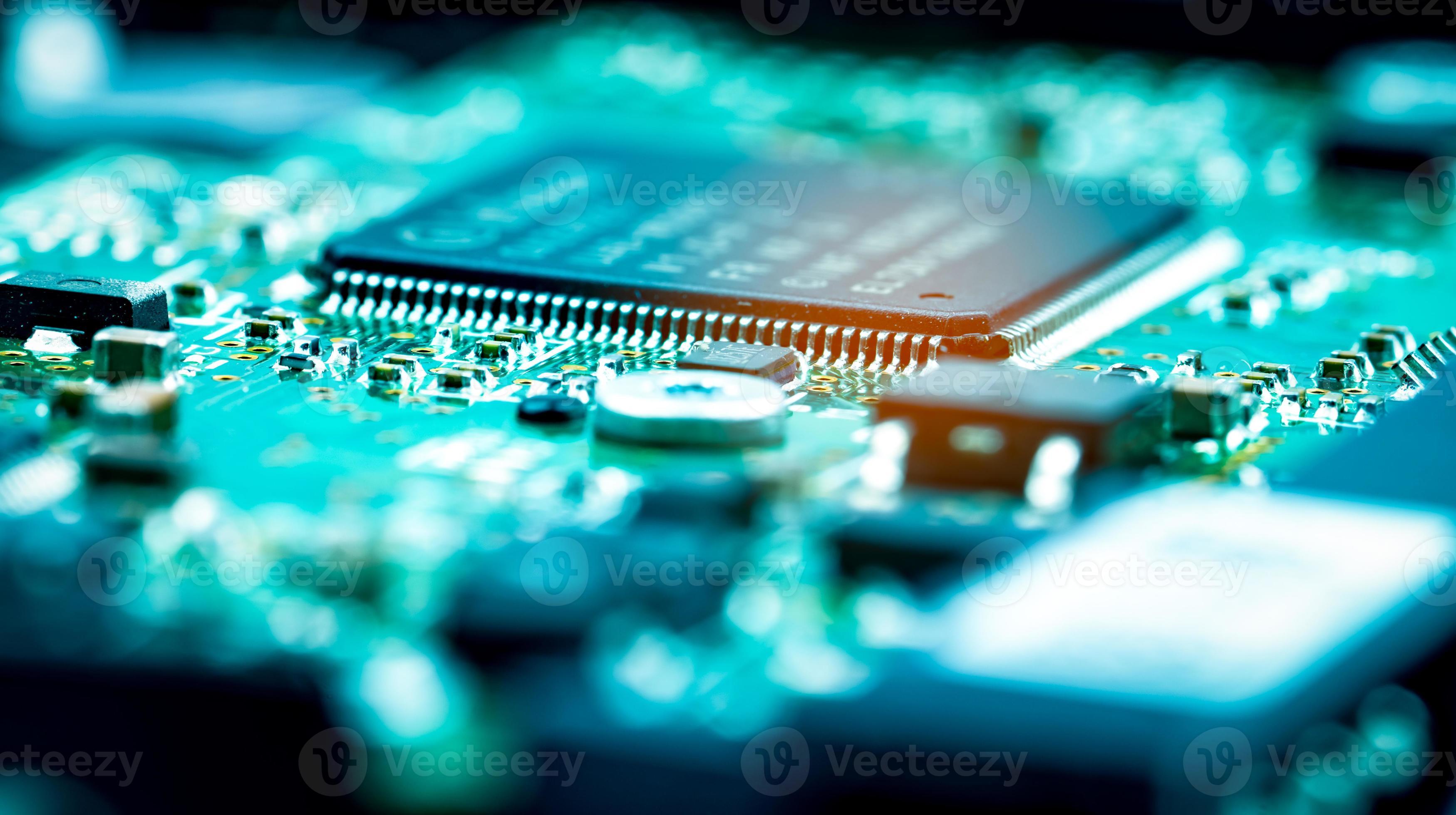 Electronic circuit board. Mainboard of computer. Computer integrated ...