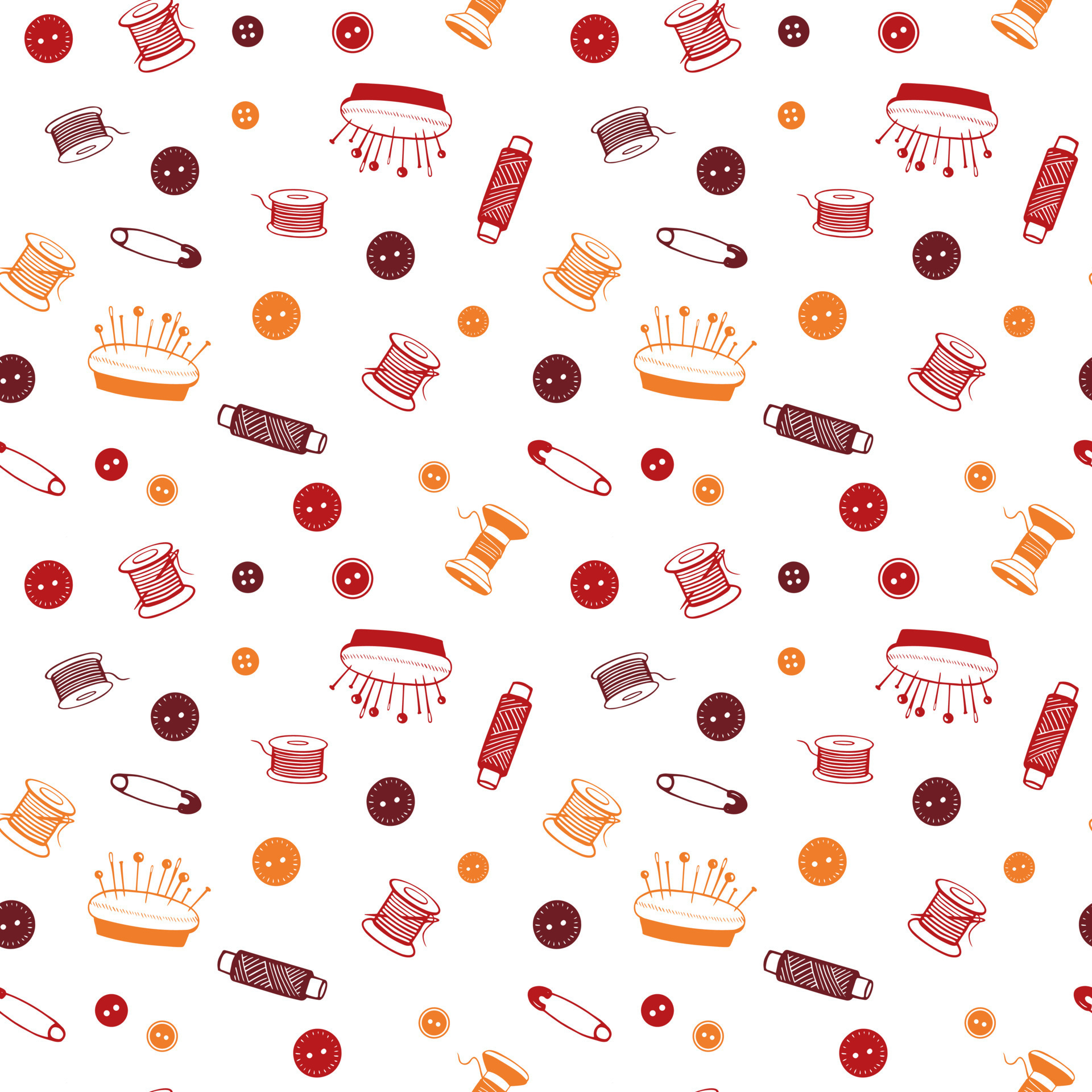 Sewing Tools Seamless Pattern With Hand Drawn Elements Tailoring