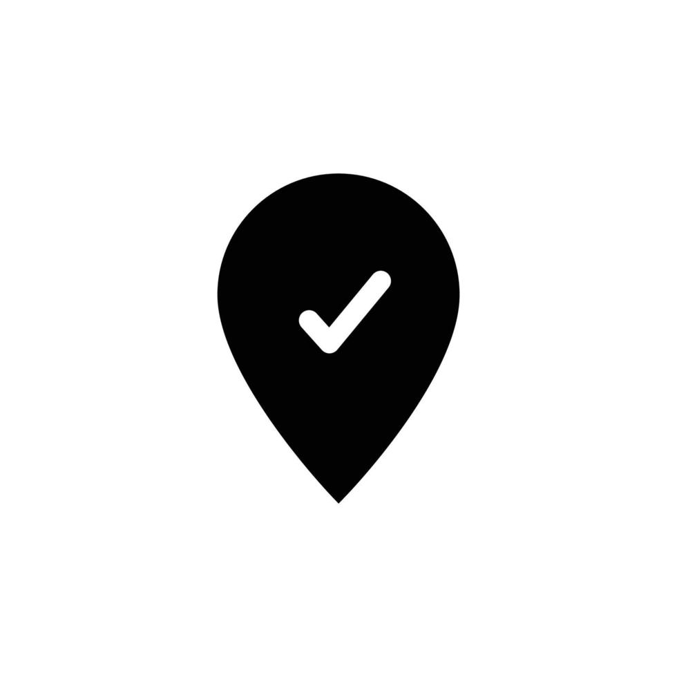 Map icon with check mark. Sign arrived at the location. solid icon ...