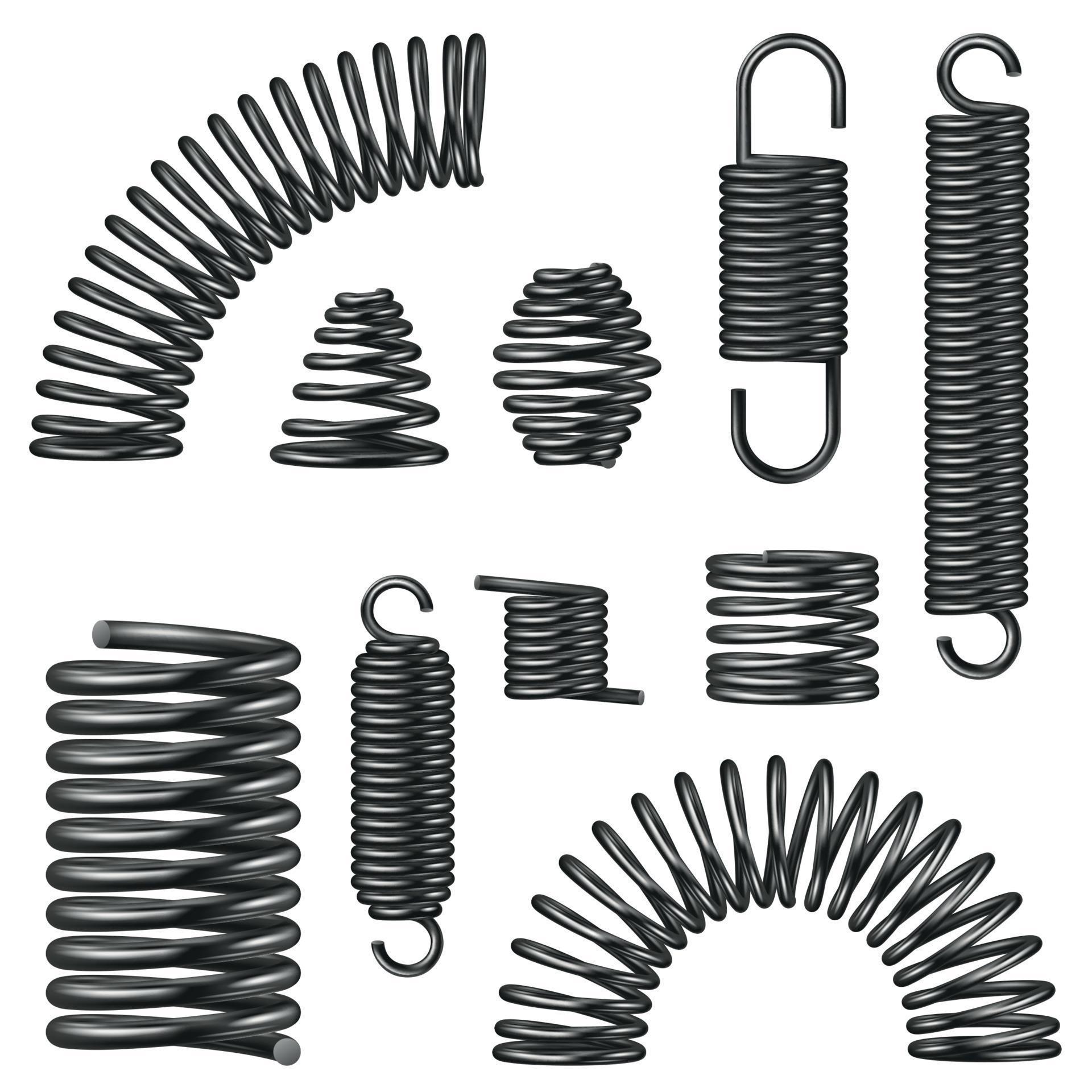 Black Metal Spring Realistic Set 7681177 Vector Art at Vecteezy