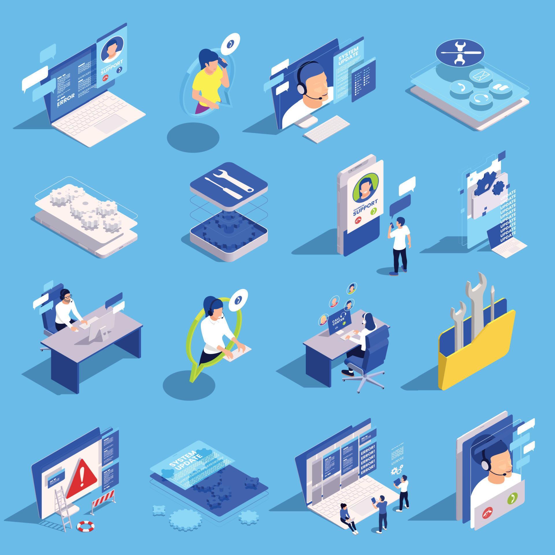 Technical Support Set 7681669 Vector Art at Vecteezy