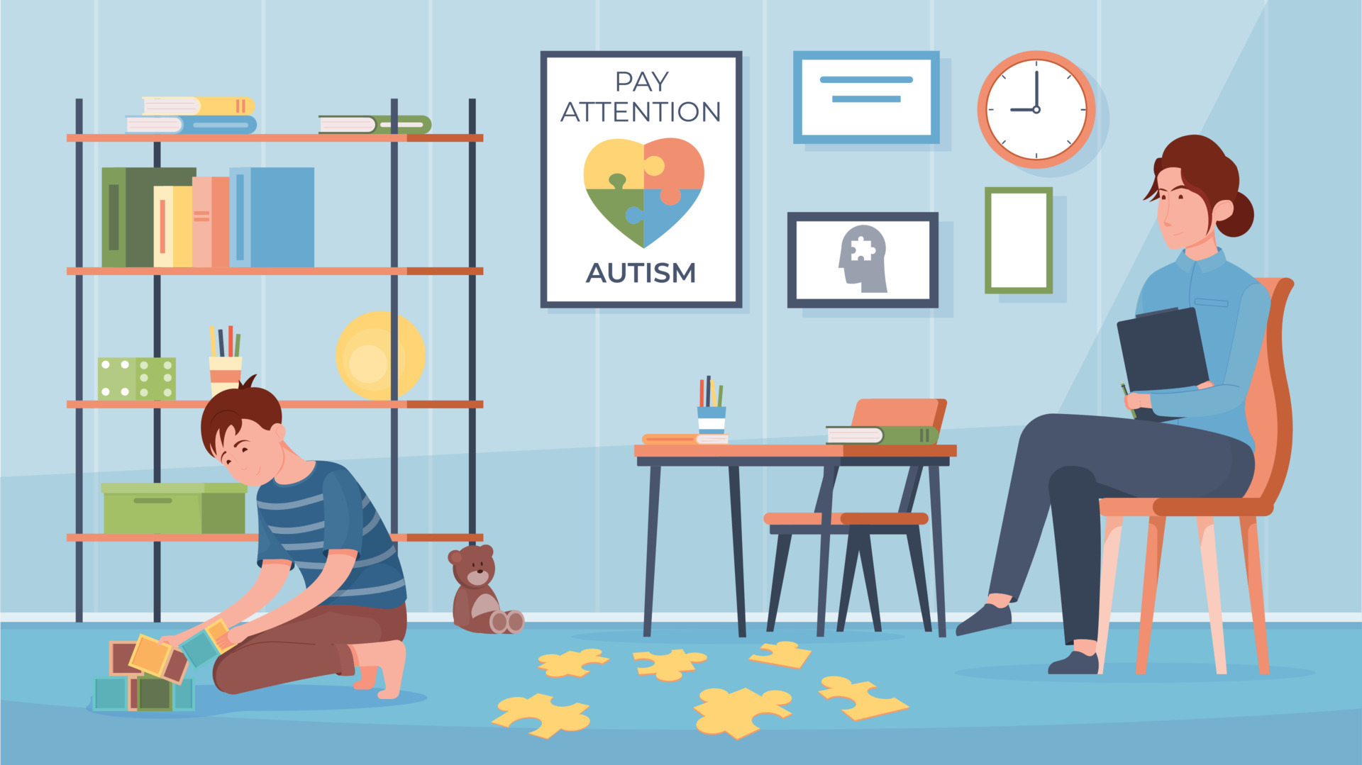 Autism Attention Flat Composition 7681682 Vector Art at Vecteezy