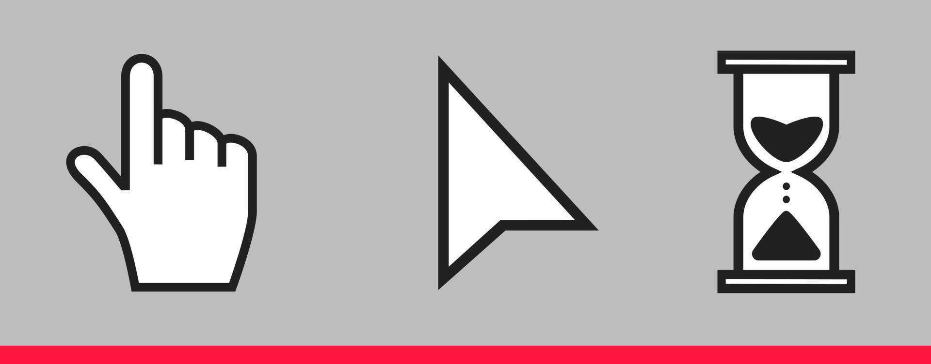 Black Hourglass Loading Clock Pointer Hand And Arrow Mouse Cursors