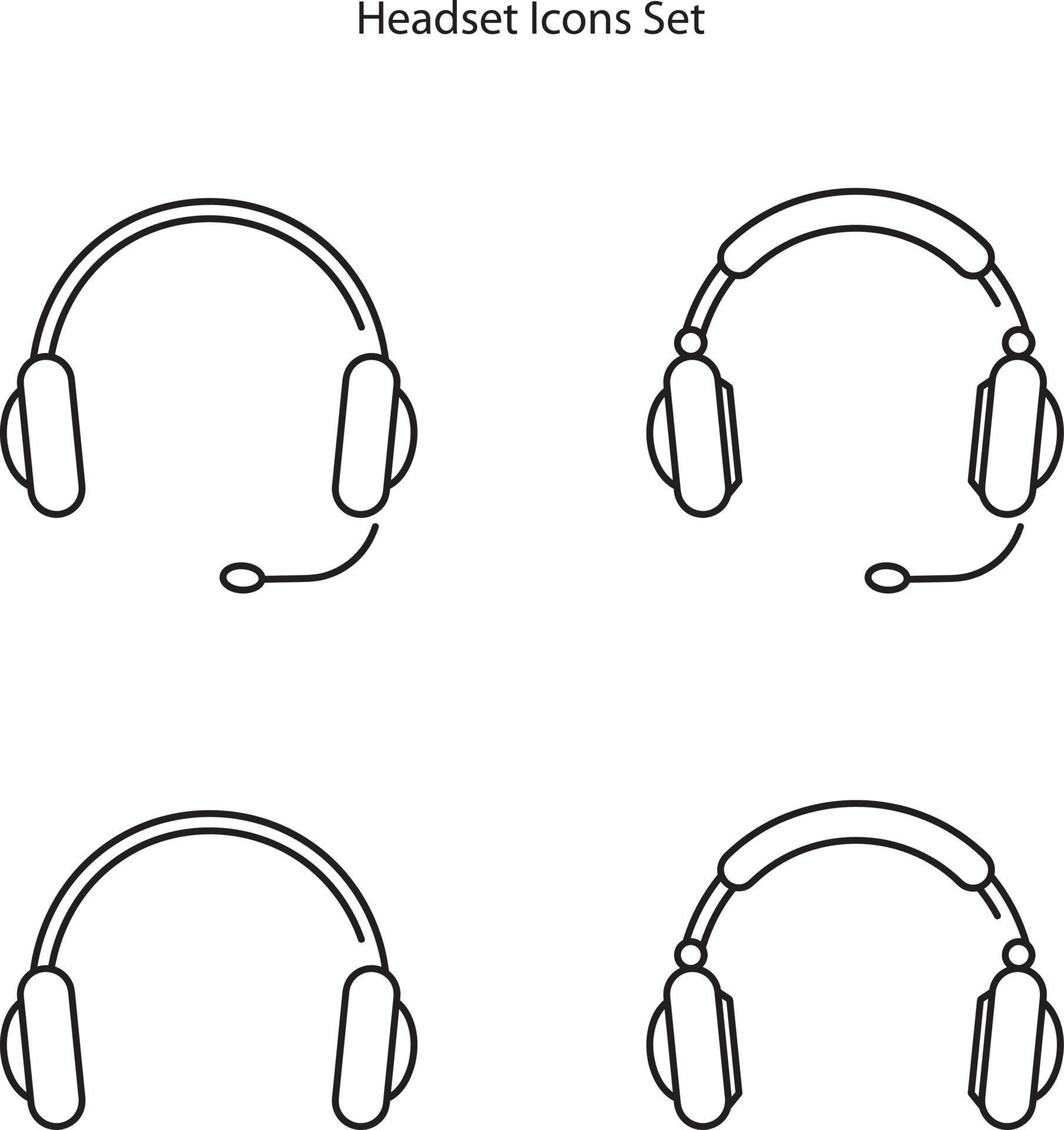 headset icons set isolated on white background. headset icon thin line outline linear headset ...