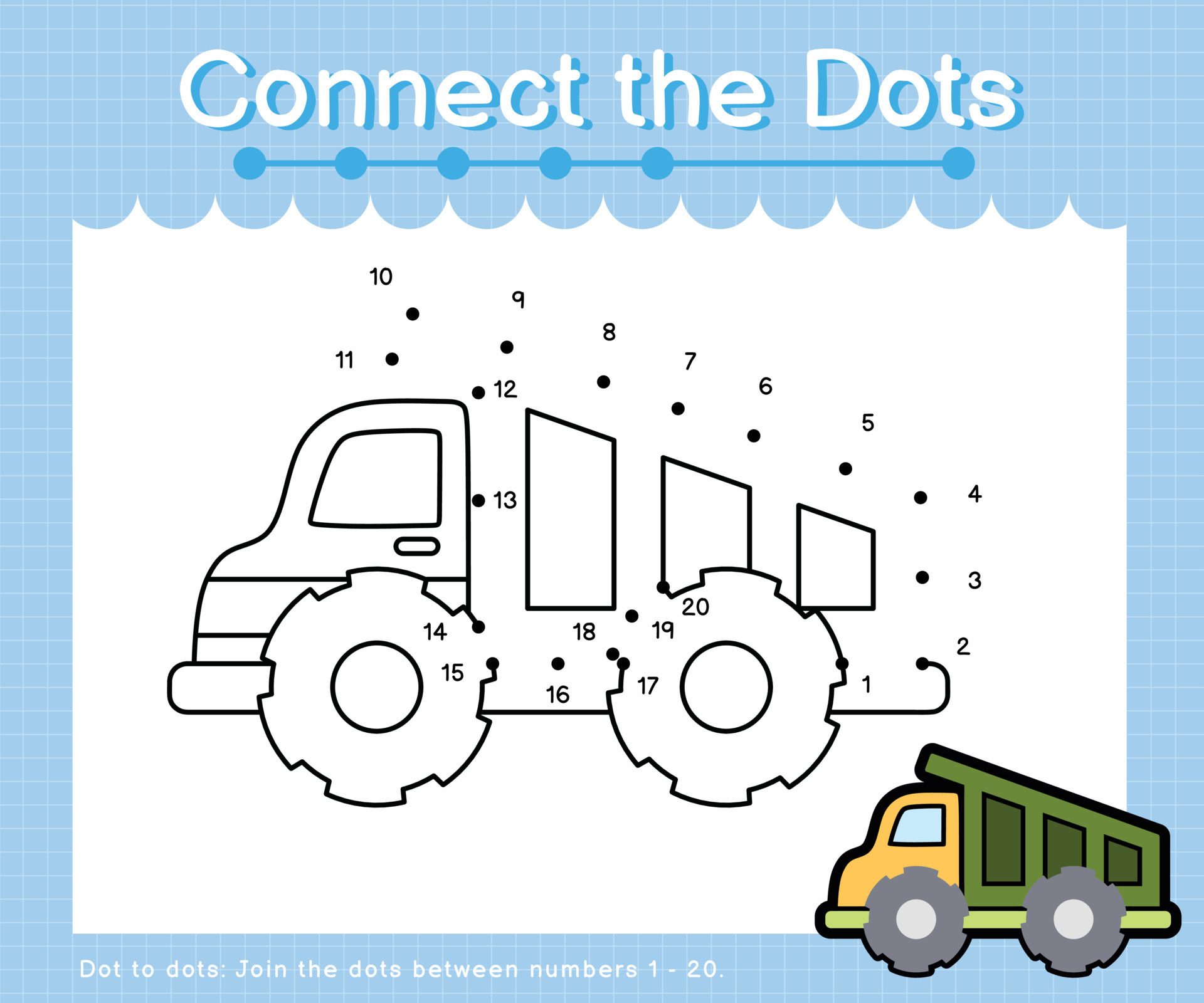 Connect the dots counting numbers 1 to 20 puzzle worksheet with ...