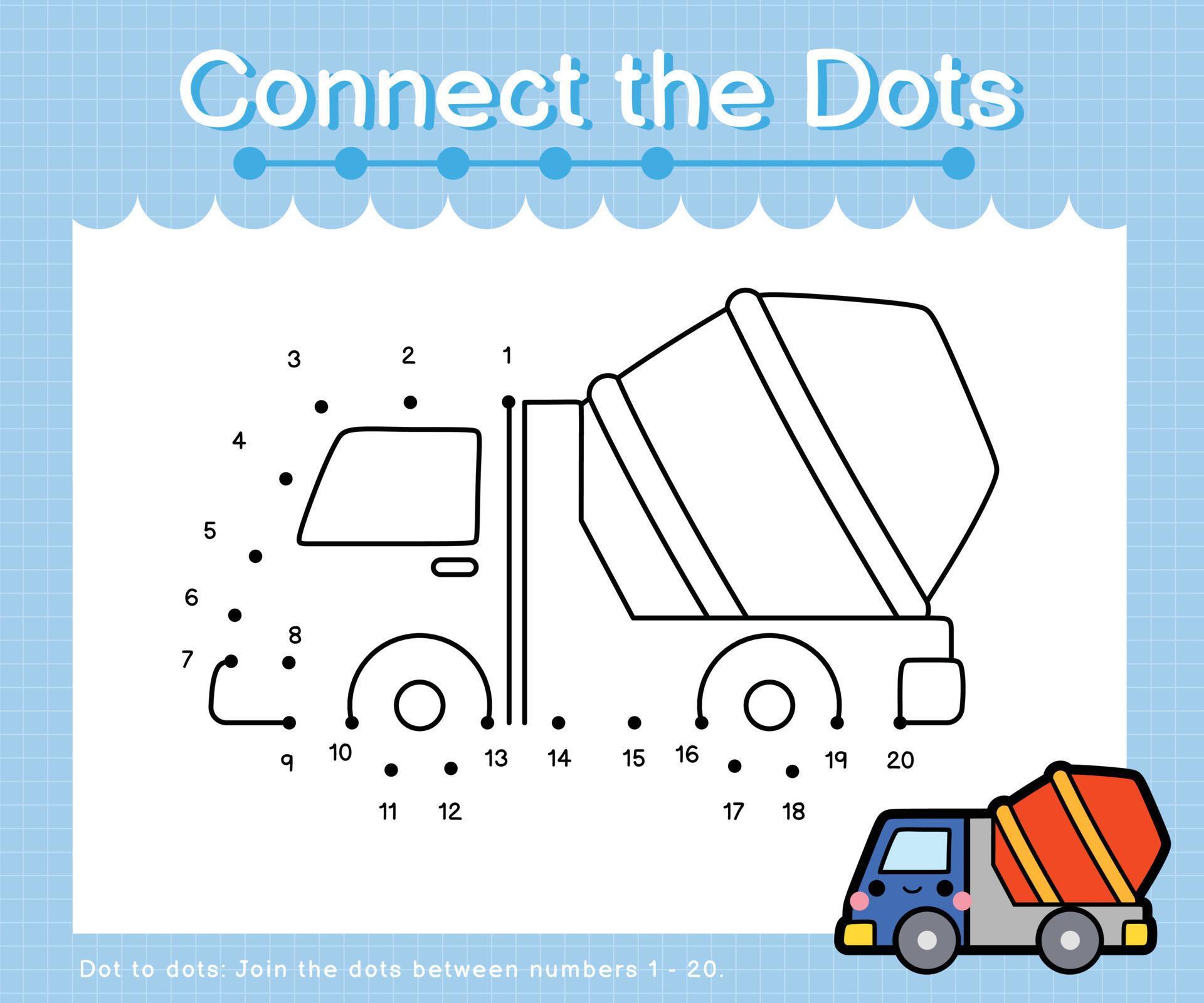 Connect the dots counting numbers 1 to 20 puzzle worksheet with ...