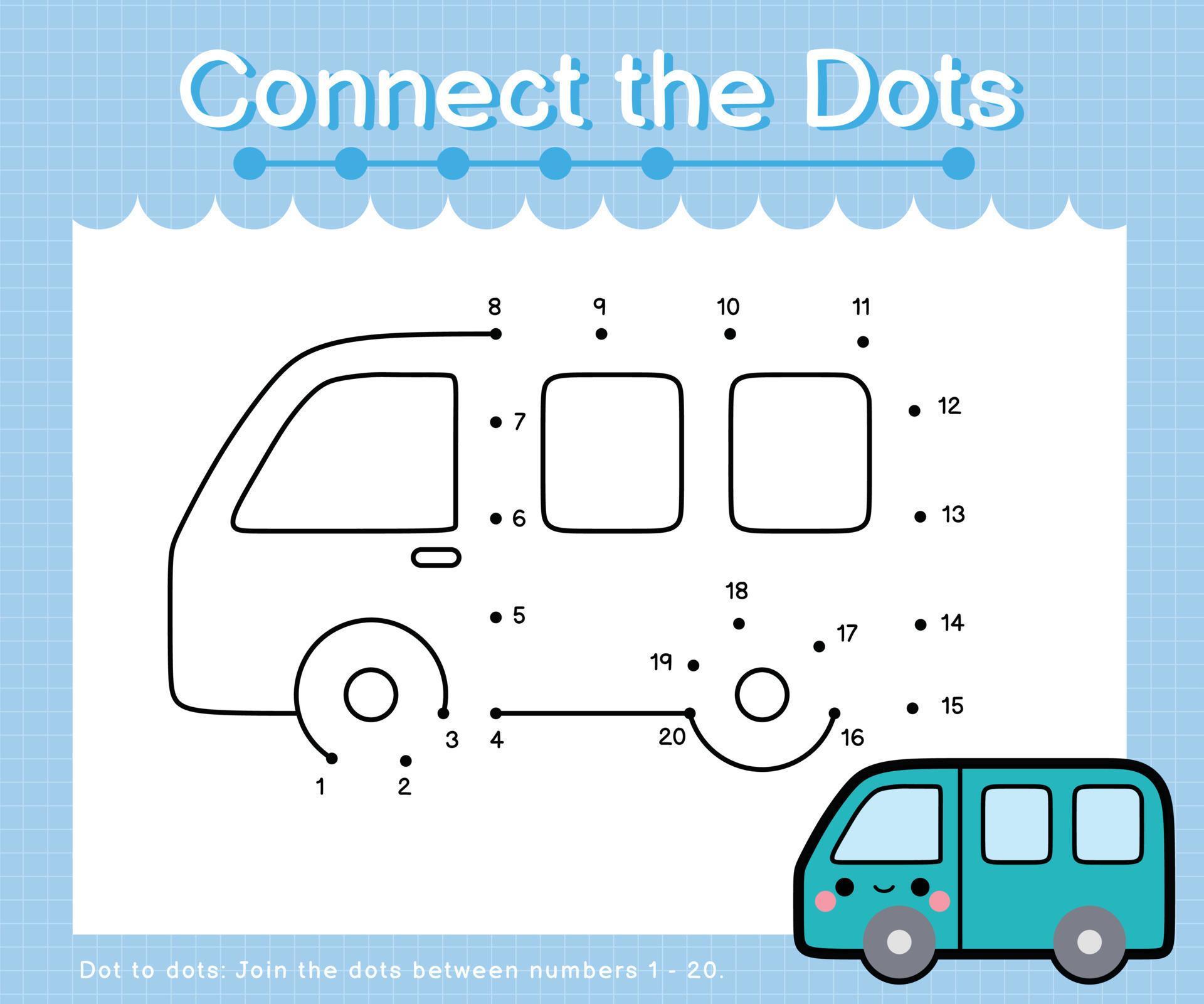 Connect the dots counting numbers 1 to 20 puzzle worksheet with ...