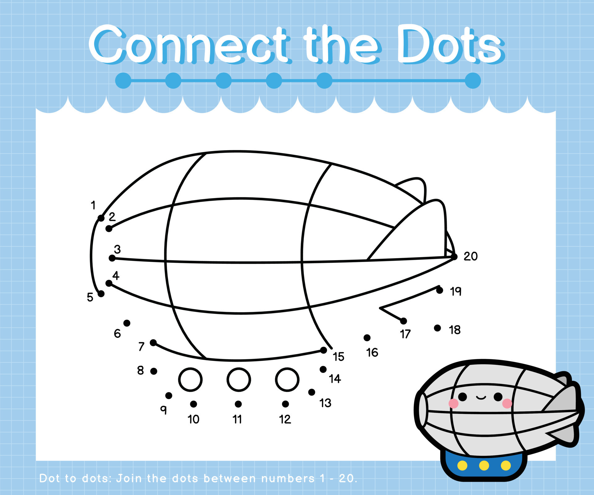 Connect the dots counting numbers 1 to 20 puzzle worksheet with ...