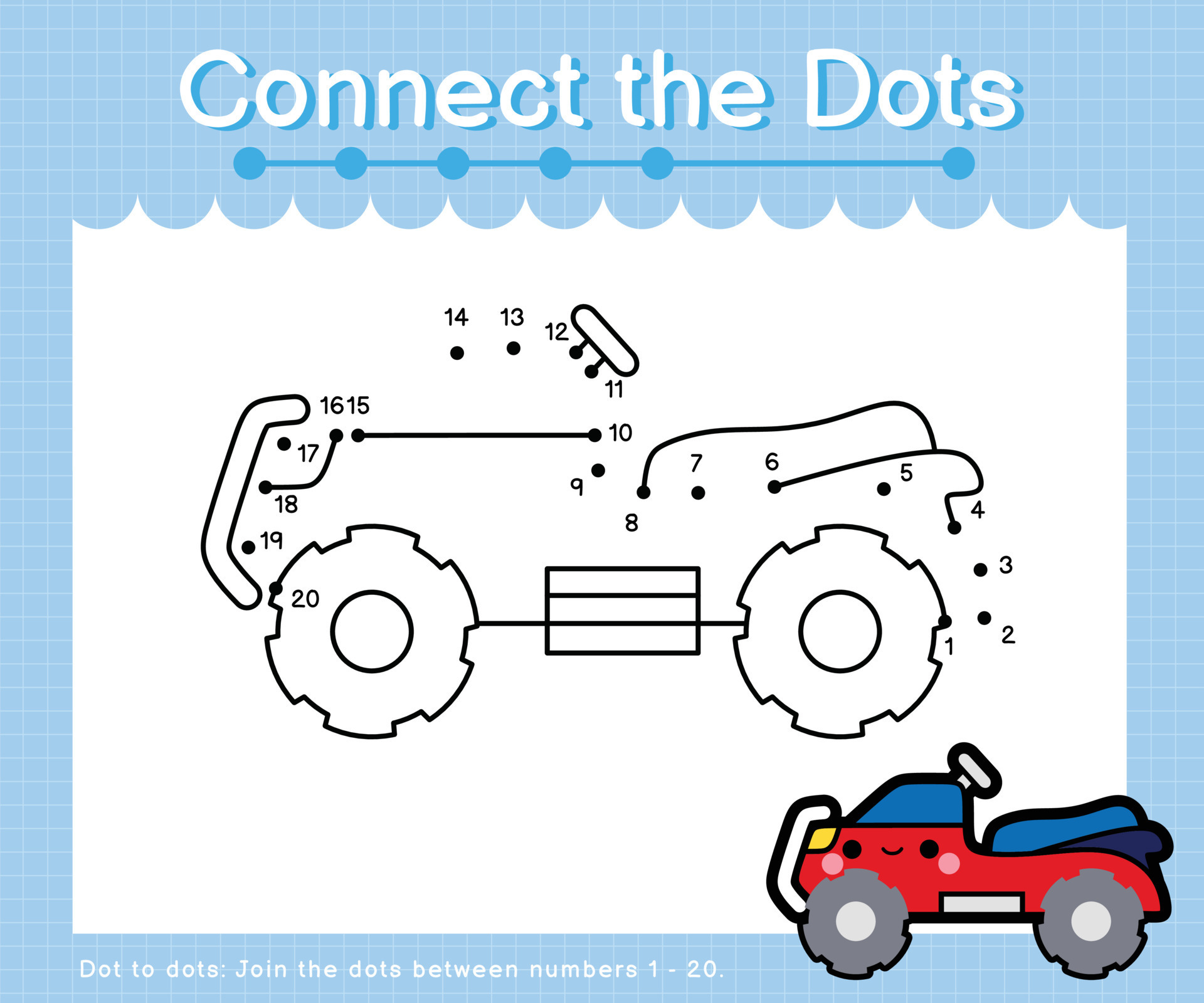 Connect the dots counting numbers 1 to 20 puzzle worksheet with ...