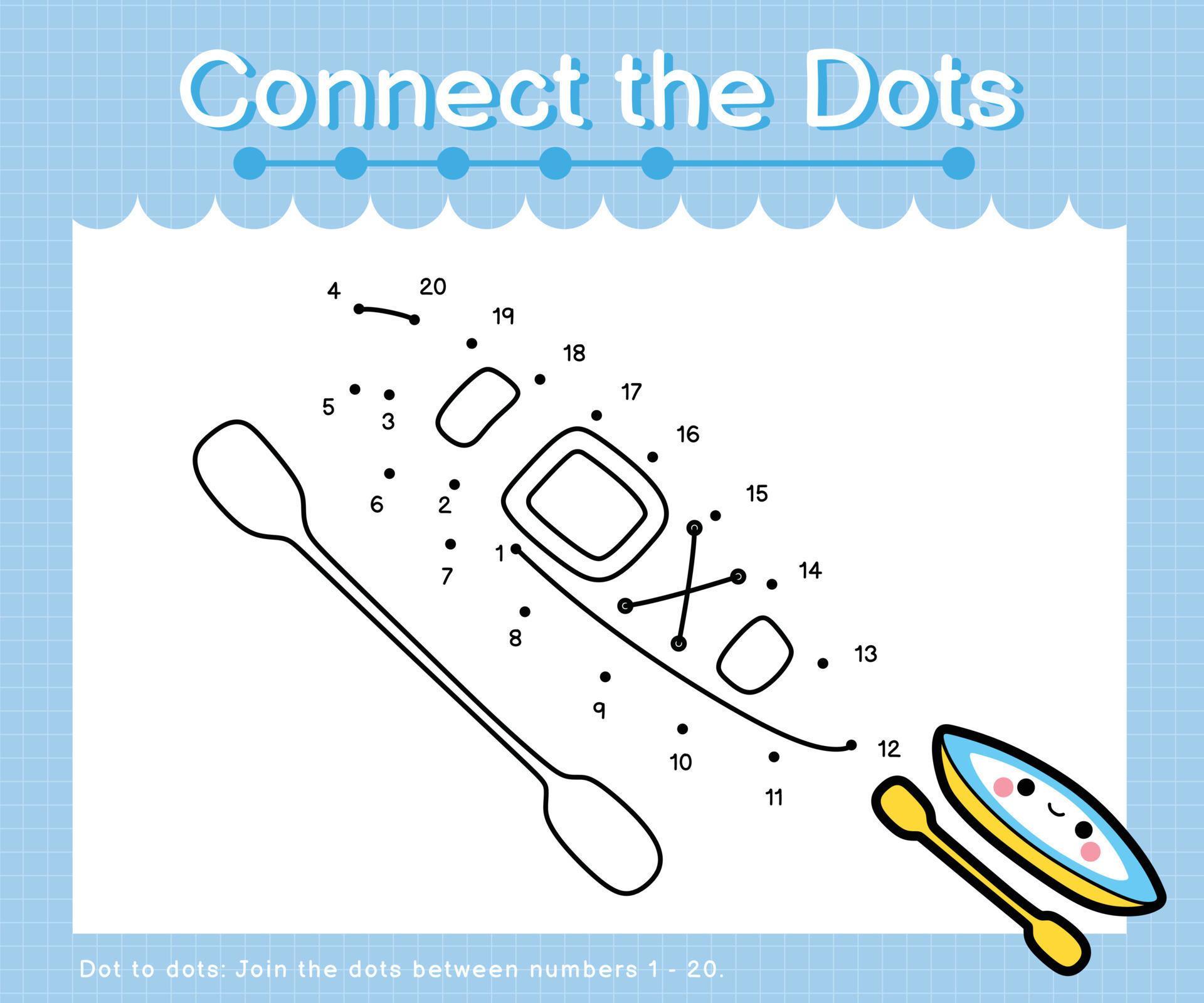 Connect the dots counting numbers 1 to 20 puzzle worksheet with ...