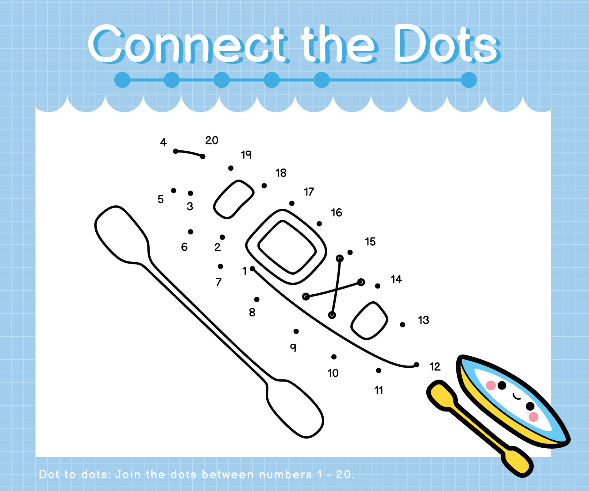 Connect the dots counting numbers 1 to 20 puzzle worksheet with ...