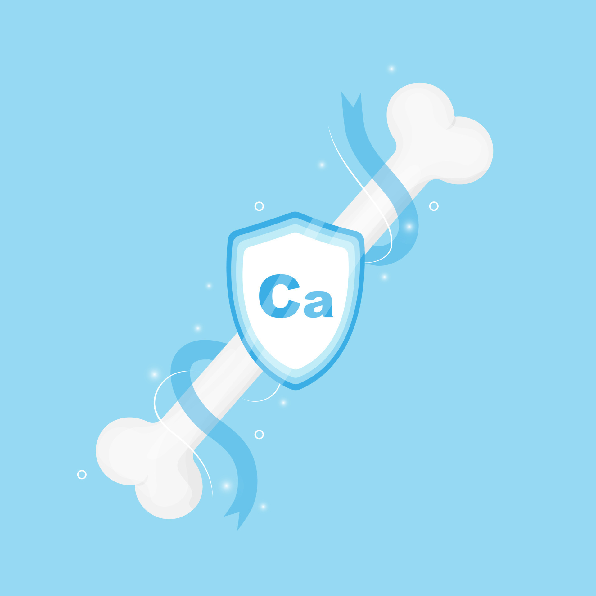 Bone illustration with Calcium shield protection. Vector illustration ... Bone illustration with Calcium shield protection. Vector illustration ...