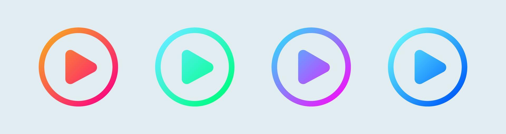 Vector play button gradient icon in circle on white background. 7690108 ...